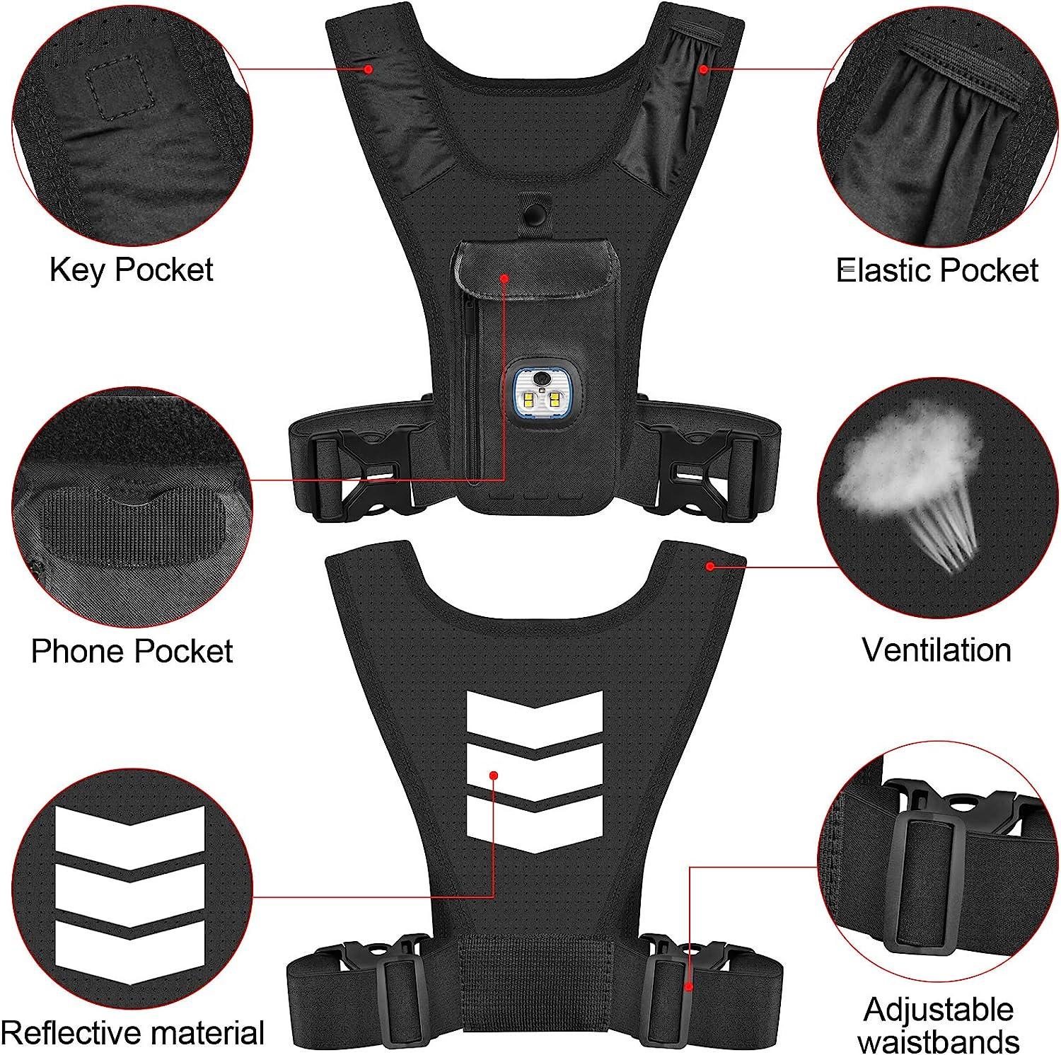 Reflective LED Running Vest with Phone Holder for Men and Women ...