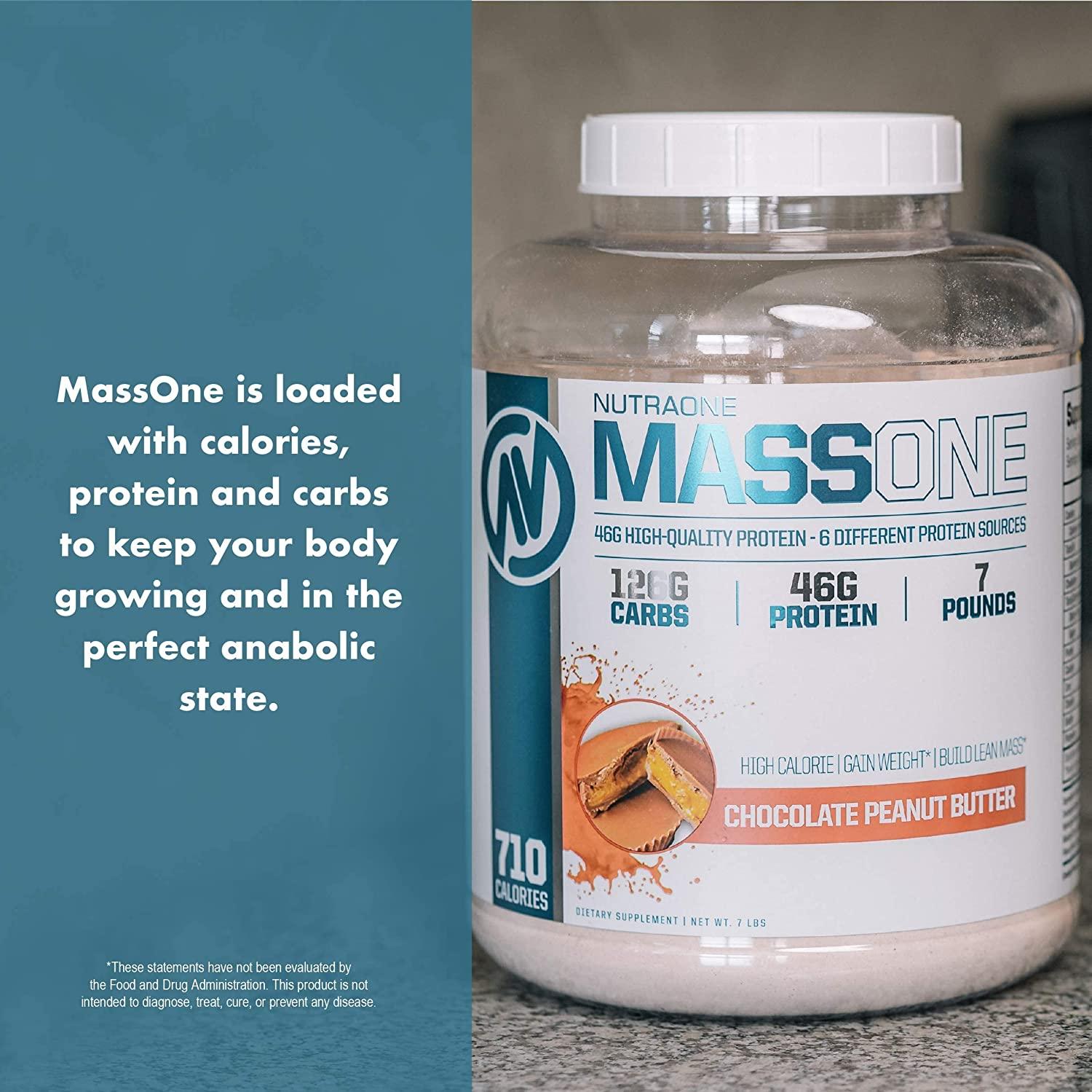 NutraOne Massone Mass Gainer Protein Powder - Chocolate Peanut Butter 7 ...