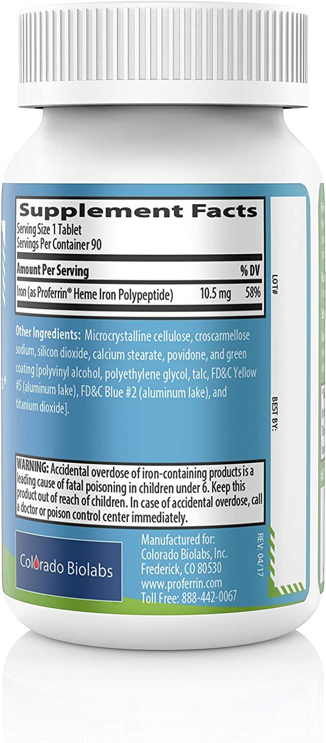 Proferrin ES Heme Iron Polypeptide Dietary Supplement Tablets - 90 ...