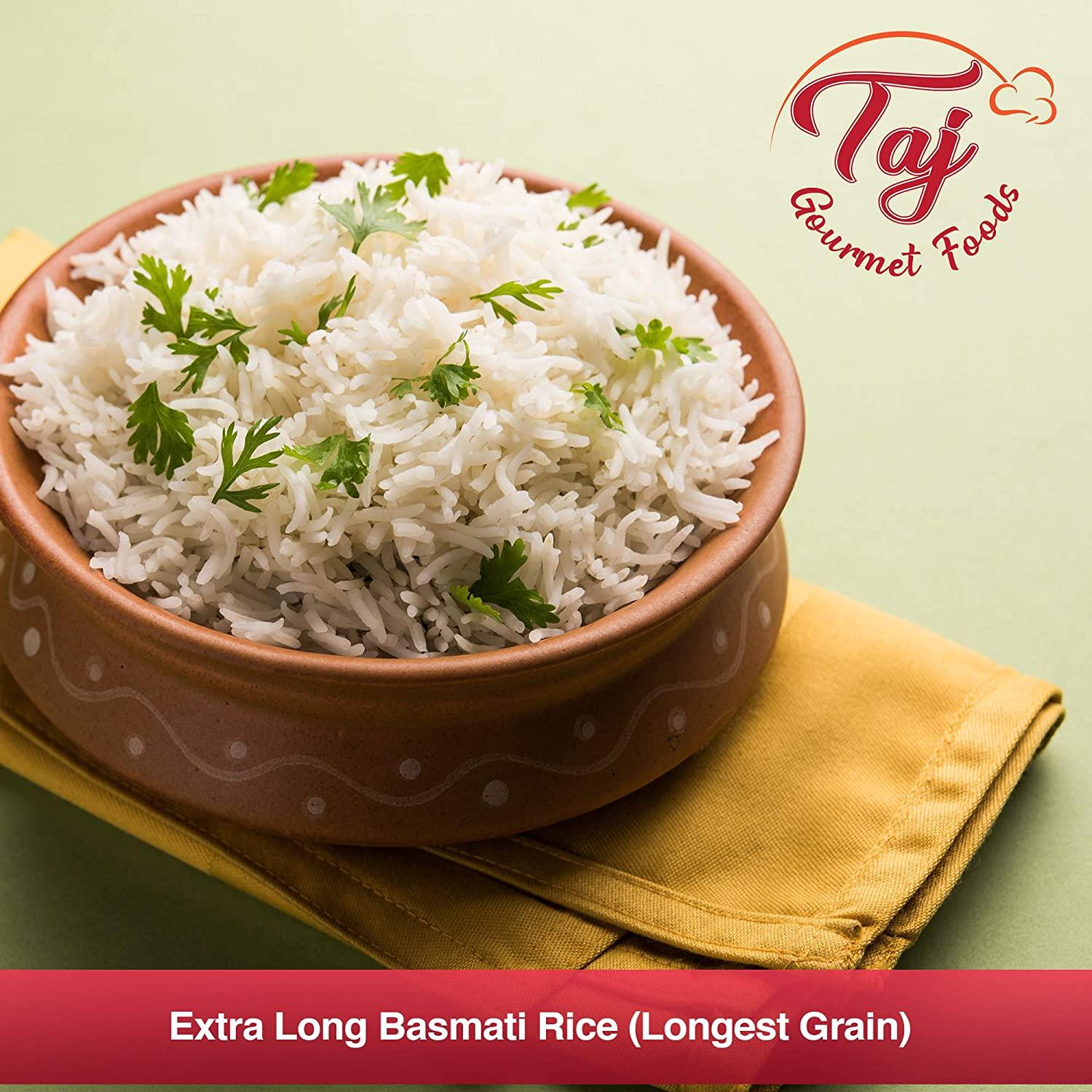 Taj Premium 1121 Basmati Rice 10lbs - Extra Long Grain | Fragrant ...
