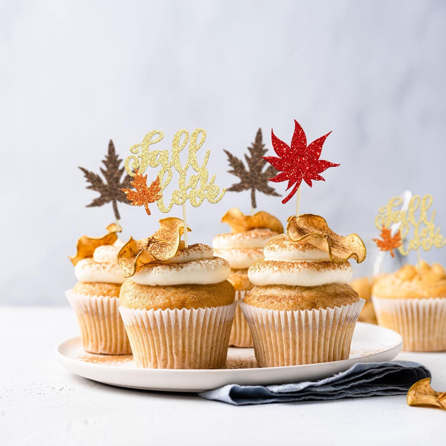 Gyufise 24Pcs Fall in Love Cupcake Toppers with Maple Fall Wedding ...