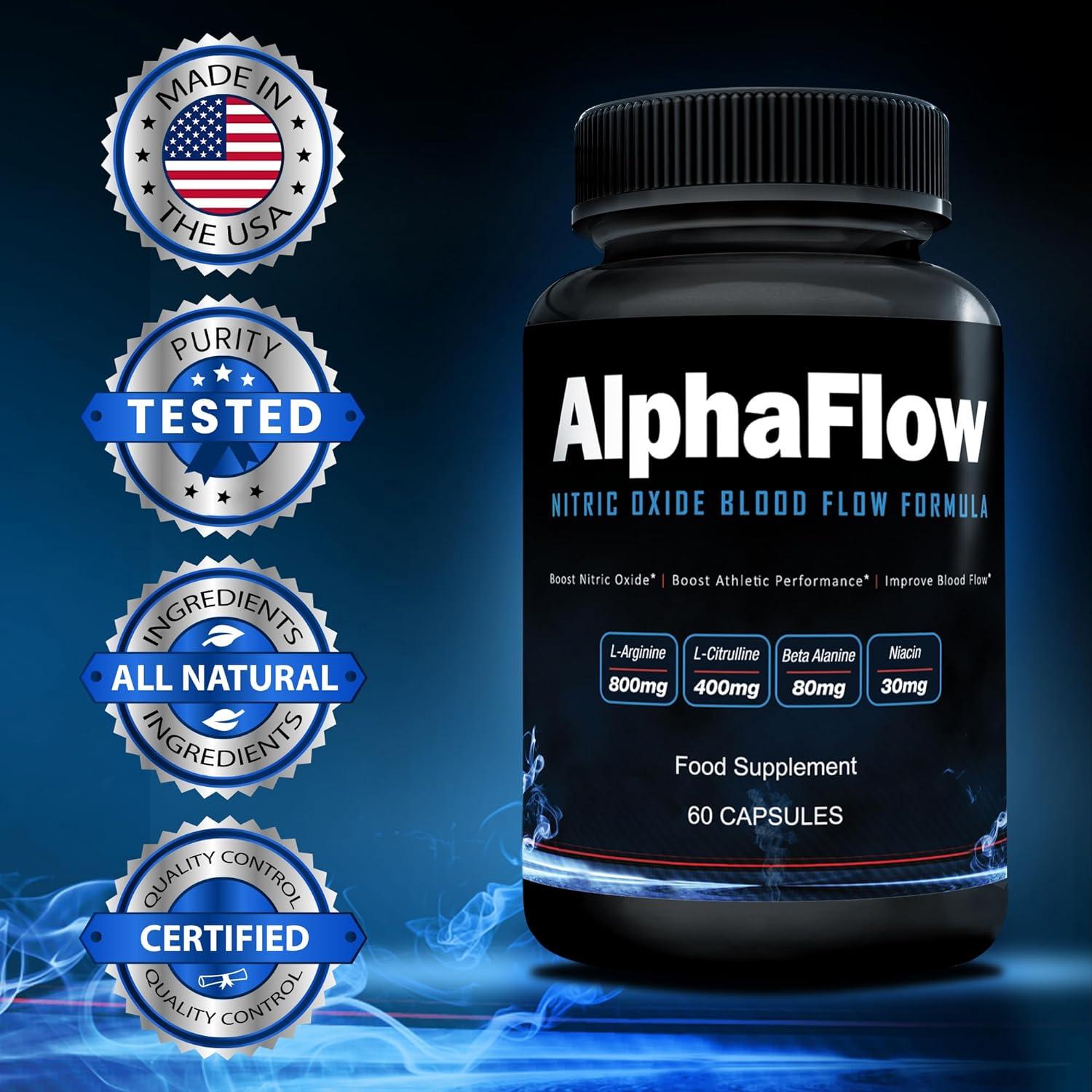 AlphaFlow Nitric Oxide Booster | Muscle Growth & Blood Flow | 1340mg L ...