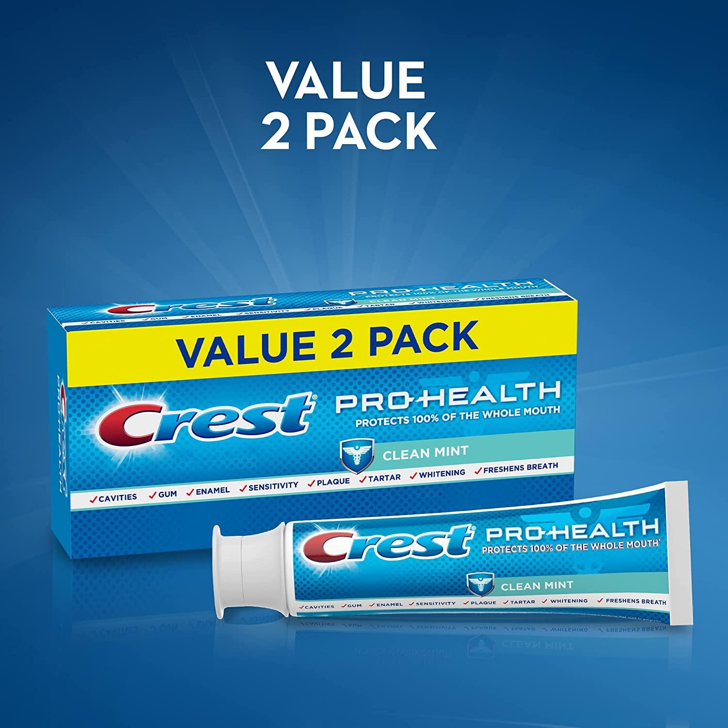 Crest Pro-Health Clean Mint Toothpaste 4.6oz Twin Pack - Packaging May ...