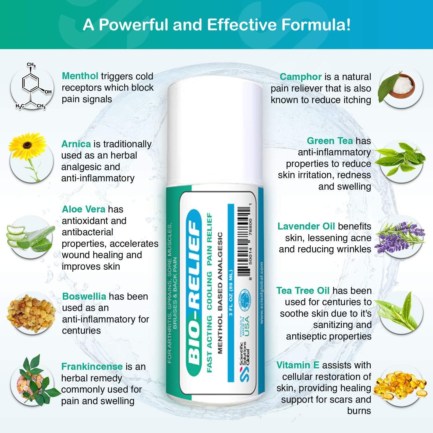 BIO-Relief Pain Relief Gel 3 oz Roll-on | 10% Menthol & Arnica | Fast ...