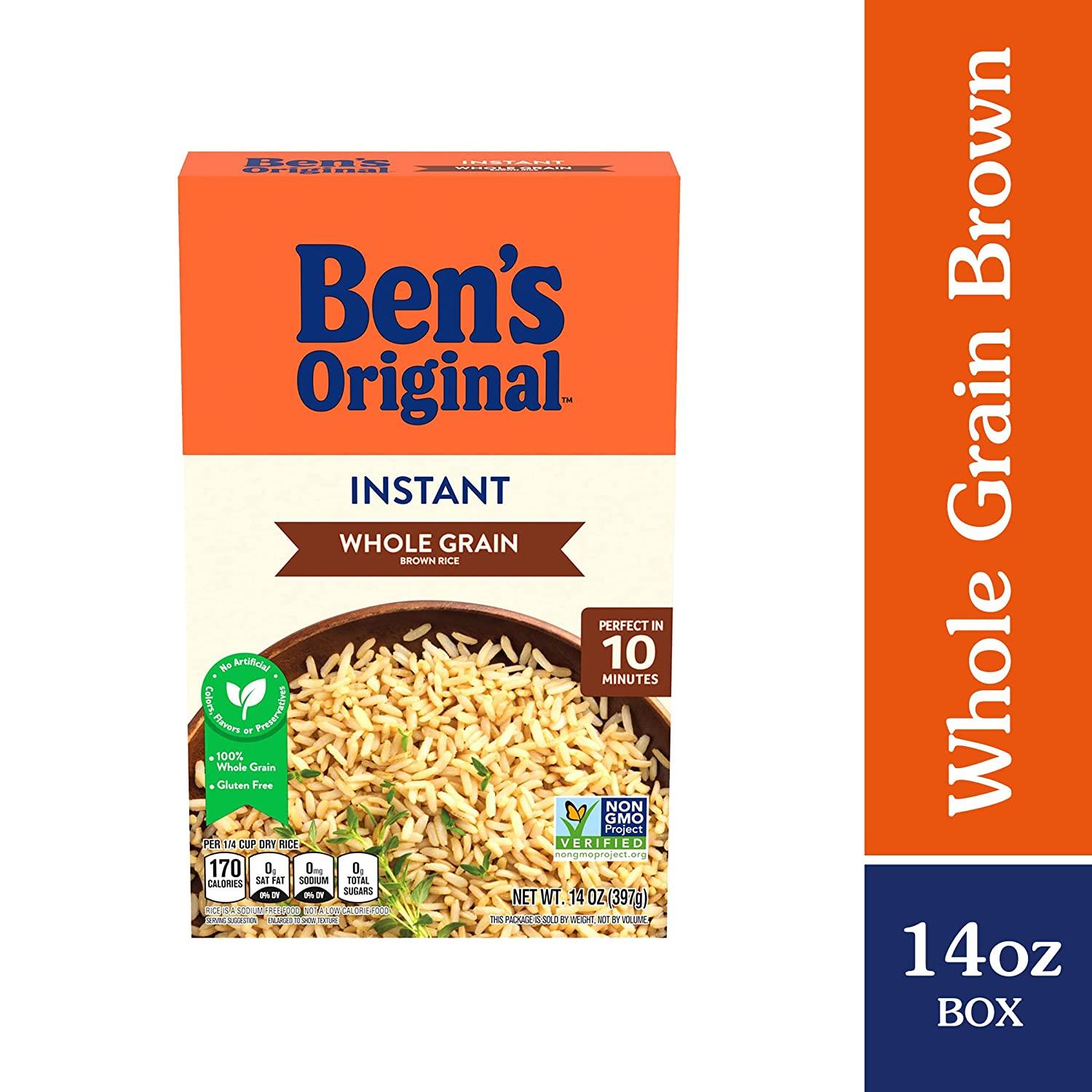 BEN'S ORIGINAL Whole Grain Brown Rice Instant Rice 14 oz Box (Pack of ...