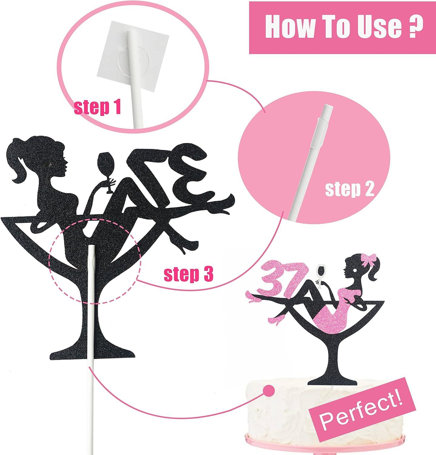 Glitter Sitting Girl Cake Topper Picks- Birthday Girl Silhouette High ...
