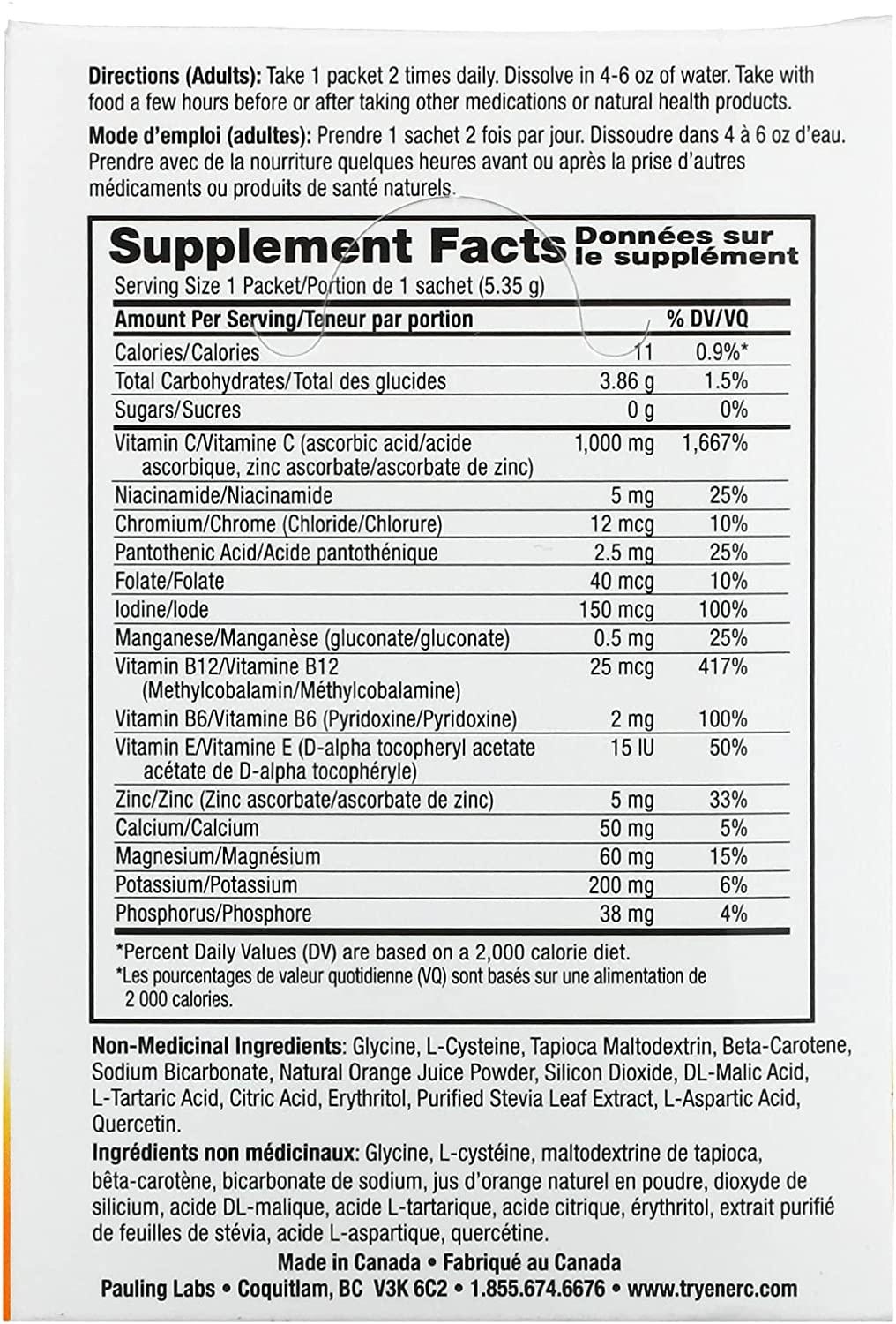 Ener-C Sugar Free Orange Multivitamin Drink Mix - 1000mg Vitamin C, Non ...