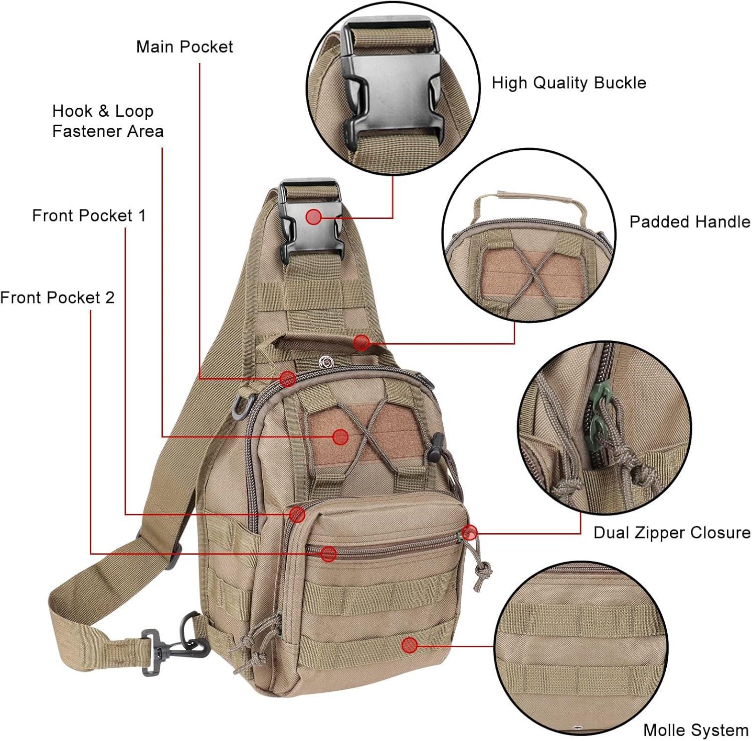 Tactical Shoulder Bag - Military Sling Backpack 2-in-1 for Travel ...