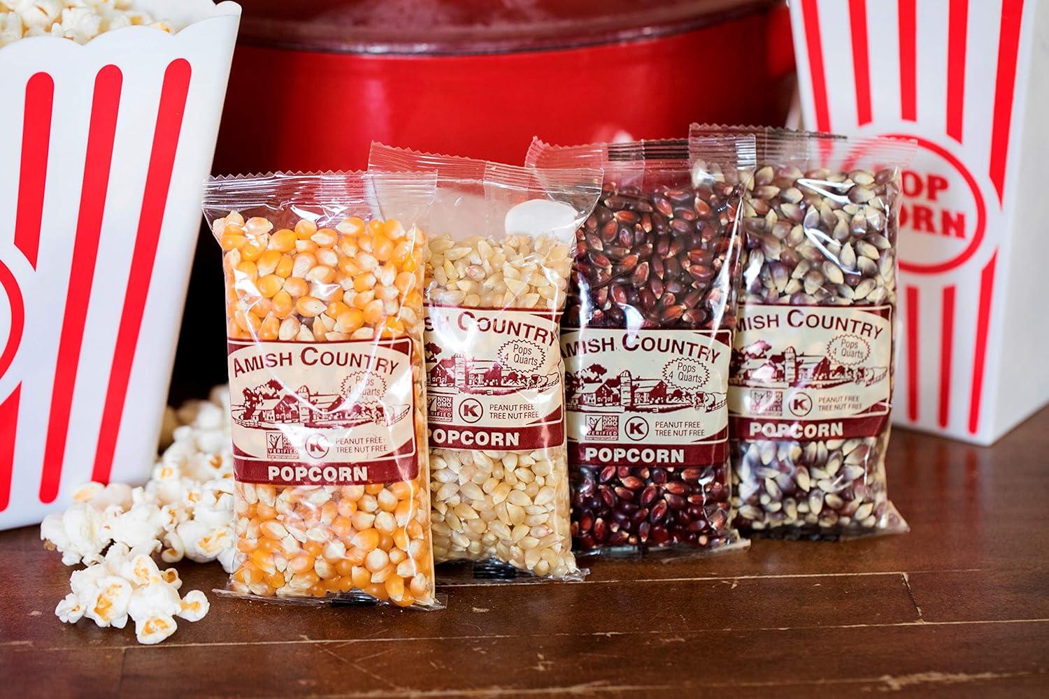 Amish Country Popcorn Variety Sampler - 4 oz Bags | Baby White, Red ...