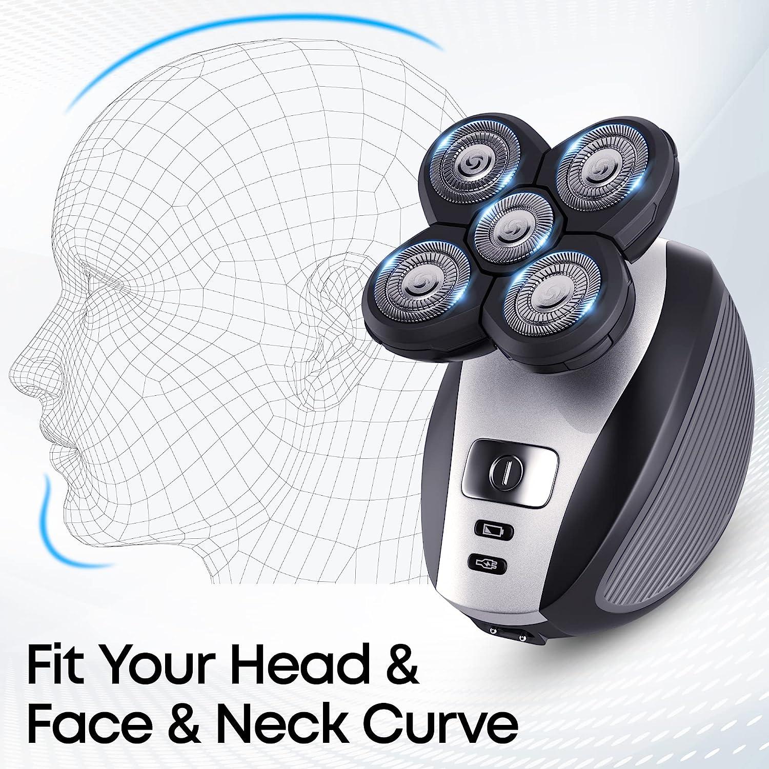 Bald Head Electric Shavers for Men - Cordless, Rechargeable, Waterproof ...