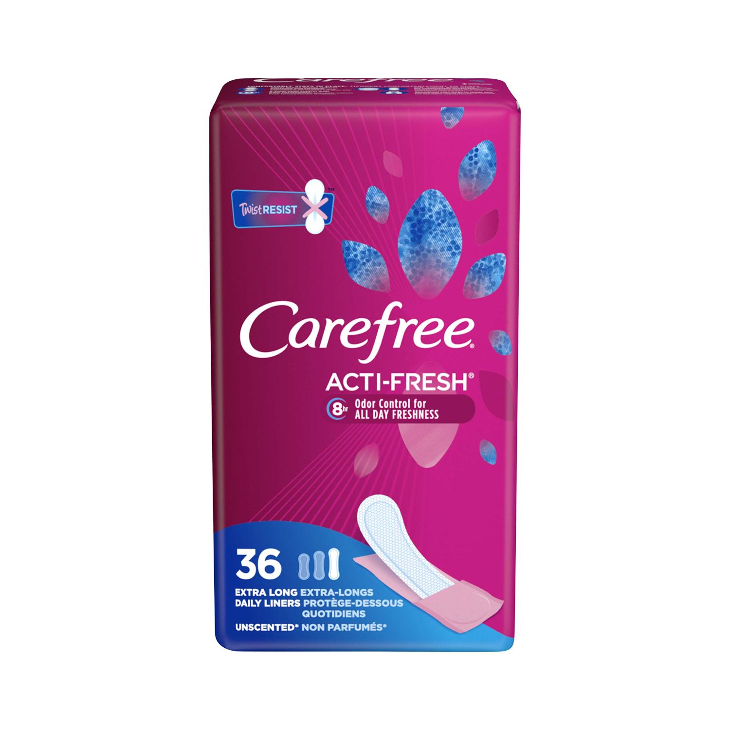 Carefree Body Shape Pantiliners Extra Long To Go Unscented 36 ct - Leak ...