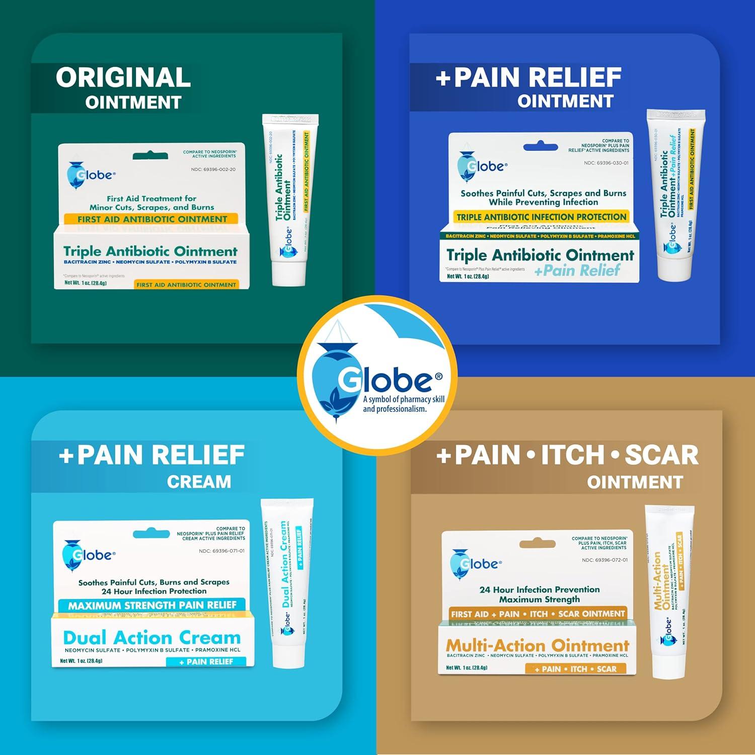 Globe Triple Antibiotic + Pain Relief Ointment 1 Oz (12-Pack) | 24 Hour ...