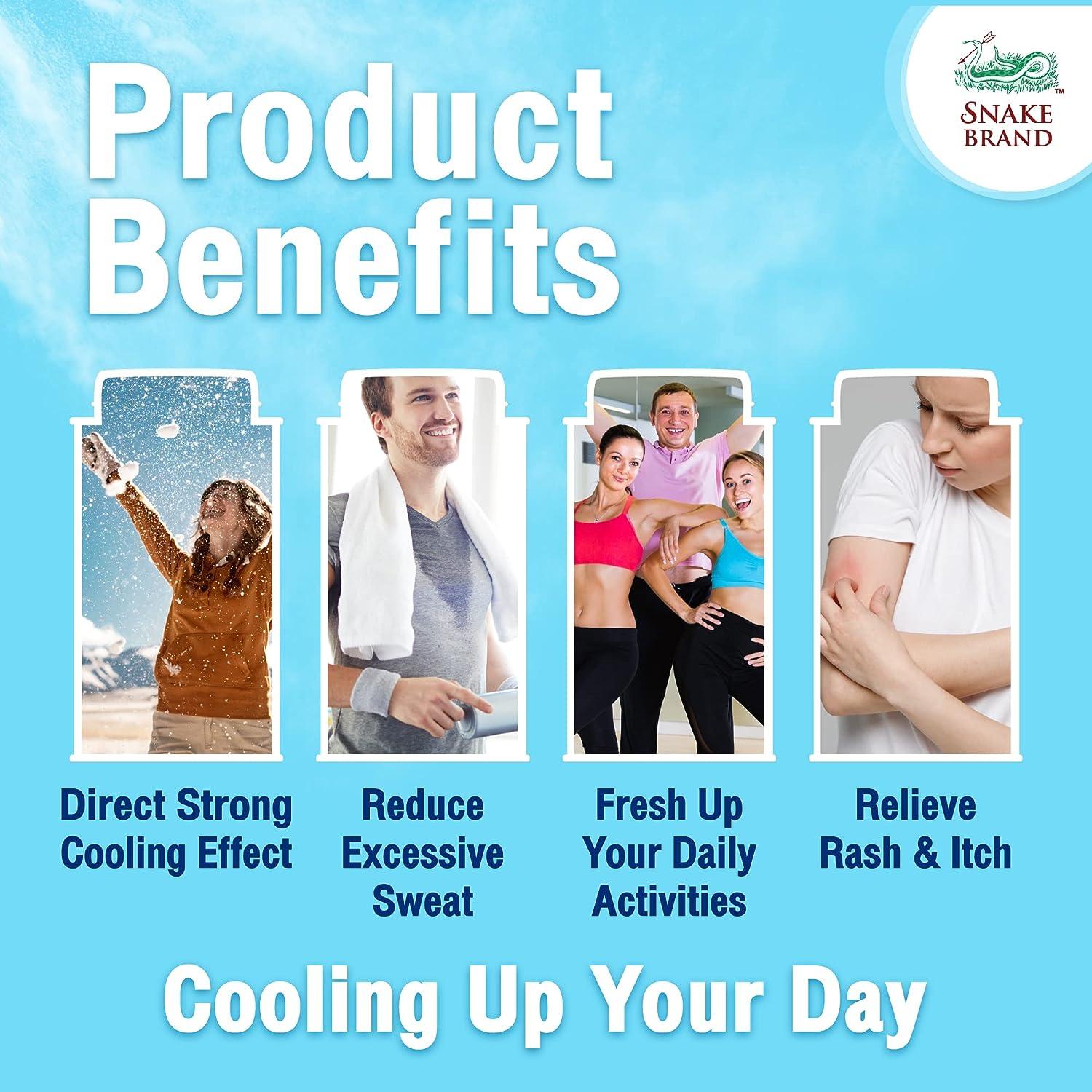 Snake Brand Prickly Heat Cooling Powder with Ocean Kelp Scent - 4.9 Oz ...