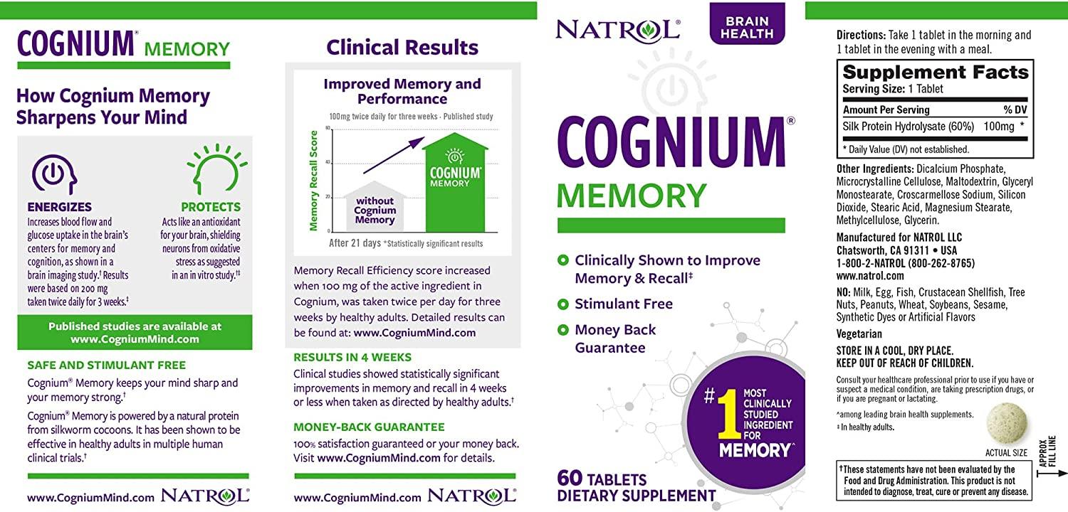 Natrol Cognium Tablets - Memory Support Supplement, 100mg, 60 Count ...