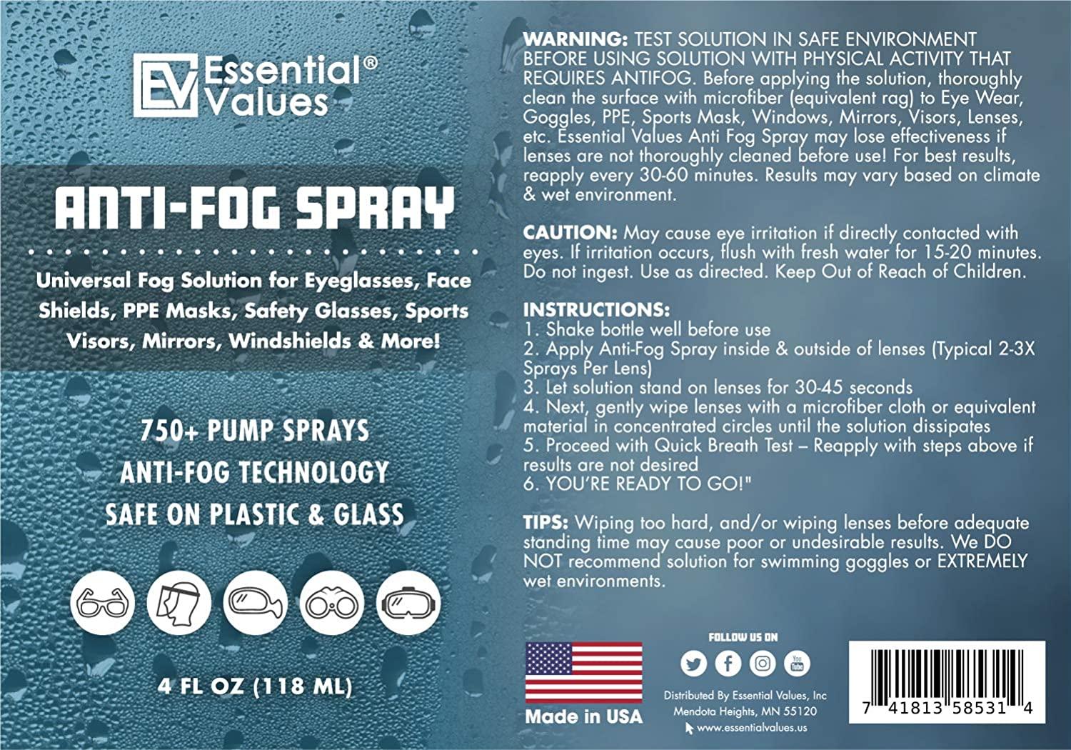 Anti Fog Spray for Glasses (4oz) Made in USA | Anti Fog Spray That ...