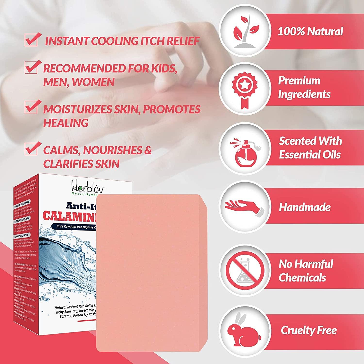 Calming Calamine Soap Bar for Instant Itch Relief - Ideal for Bug Bites ...