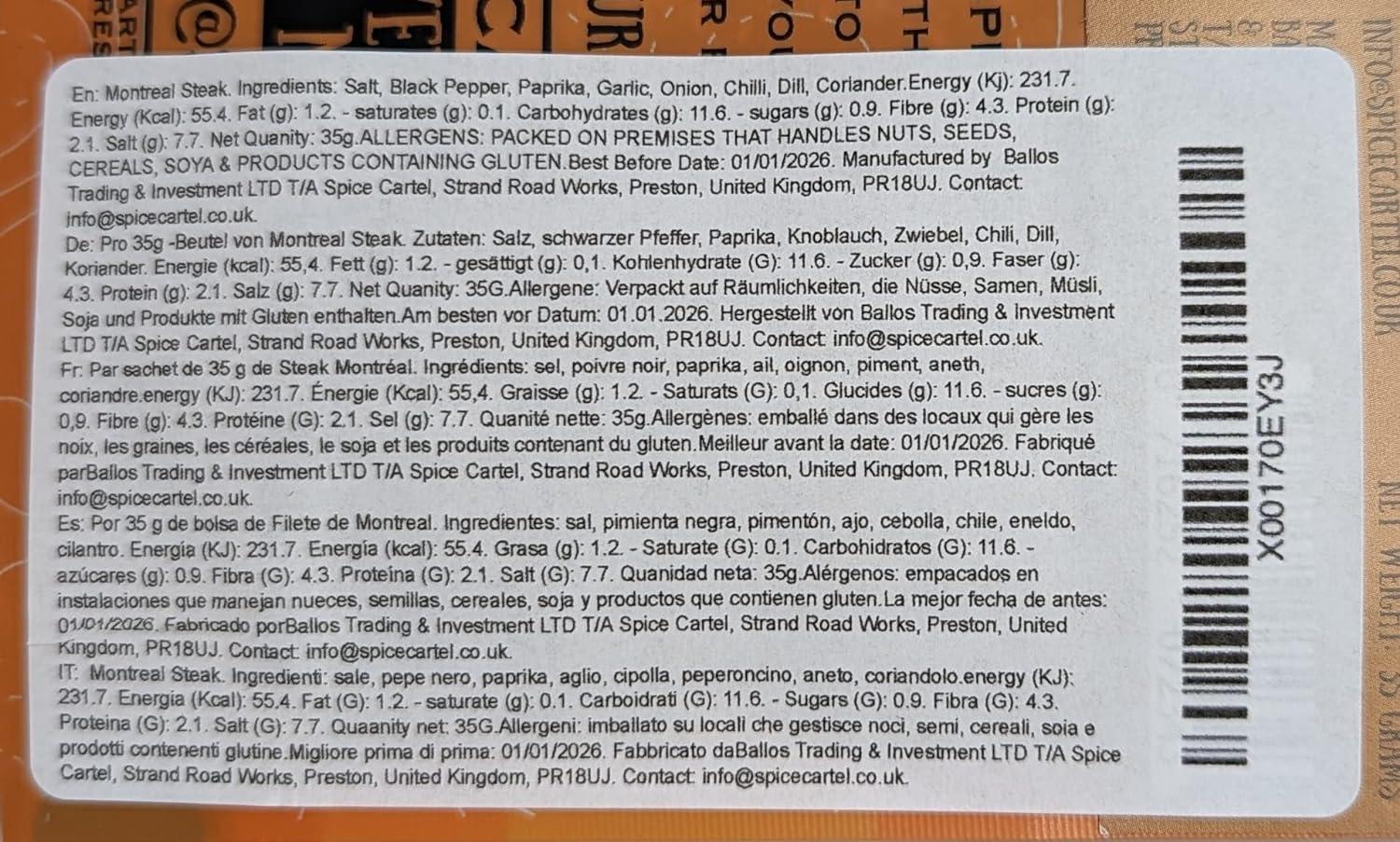 Spice Cartel Montreal Steak Herb & Spice Blend 35g - Handcrafted in UK ...