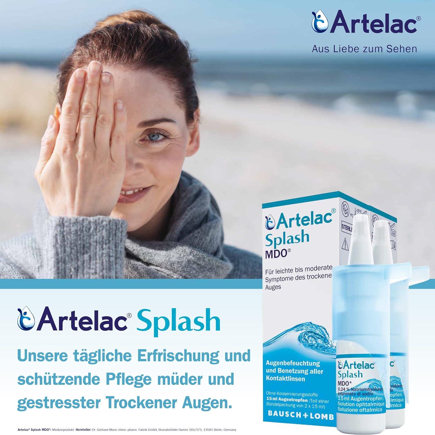 Artelac Splash MDO Eye Drops - Hyaluronic Acid Moisture for Dry Eyes ...