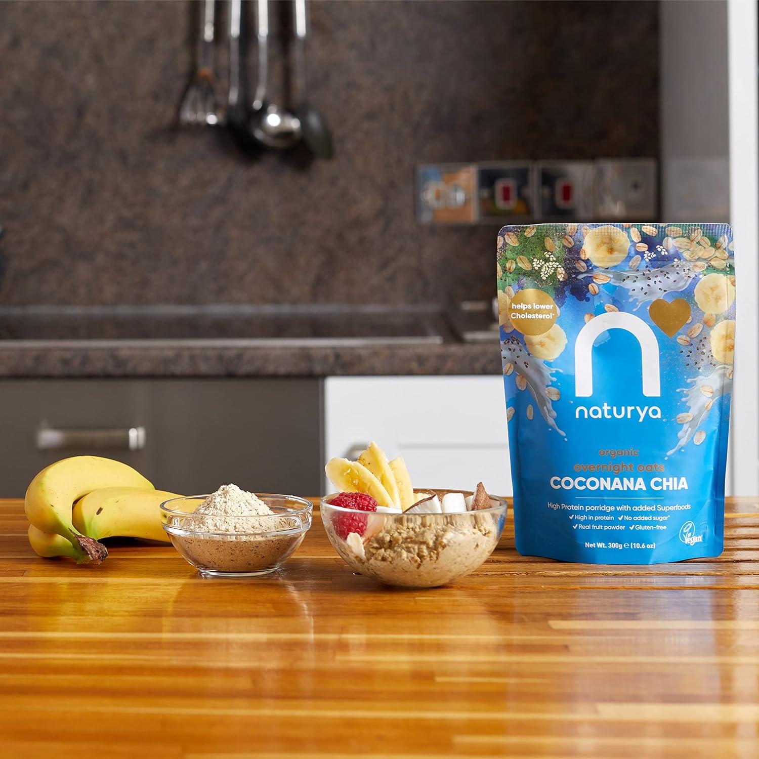 Naturya Organic Coconana Chia Overnight Oats 600g - Gluten-Free Vegan High Protein & Fiber, No ...