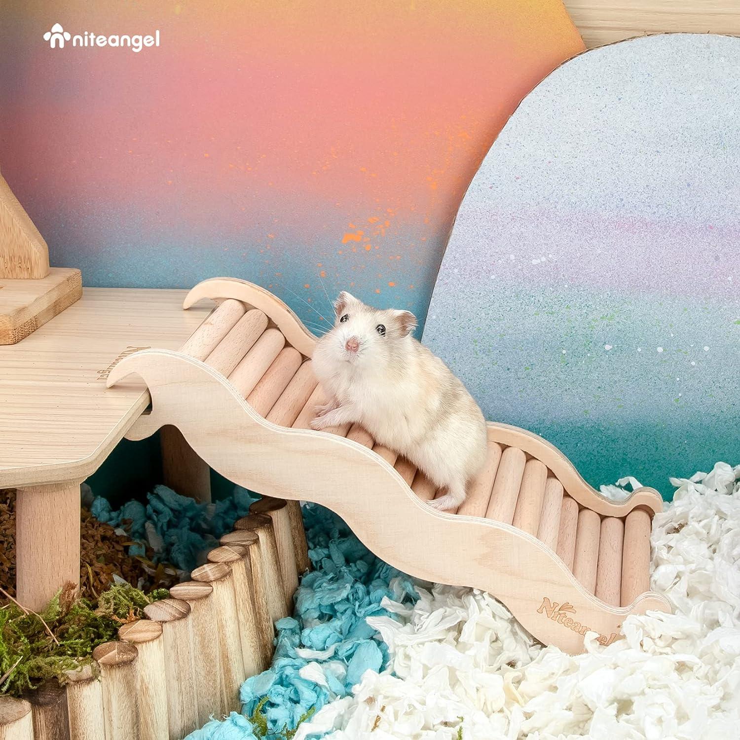 Niteangel Hamster Climbing Toy Wooden Ladder Bridge for Hamsters ...