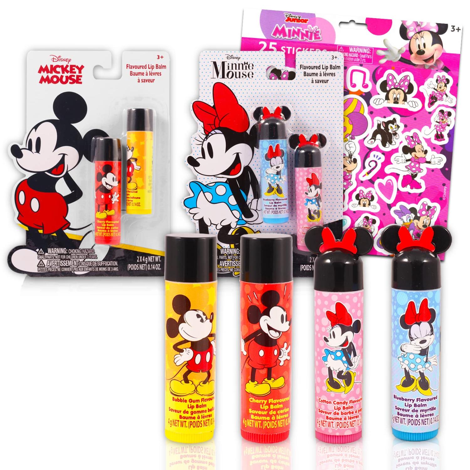 Disney Mickey and Minnie Mouse Lip Balm Bundle - 4 Assorted Flavors for ...