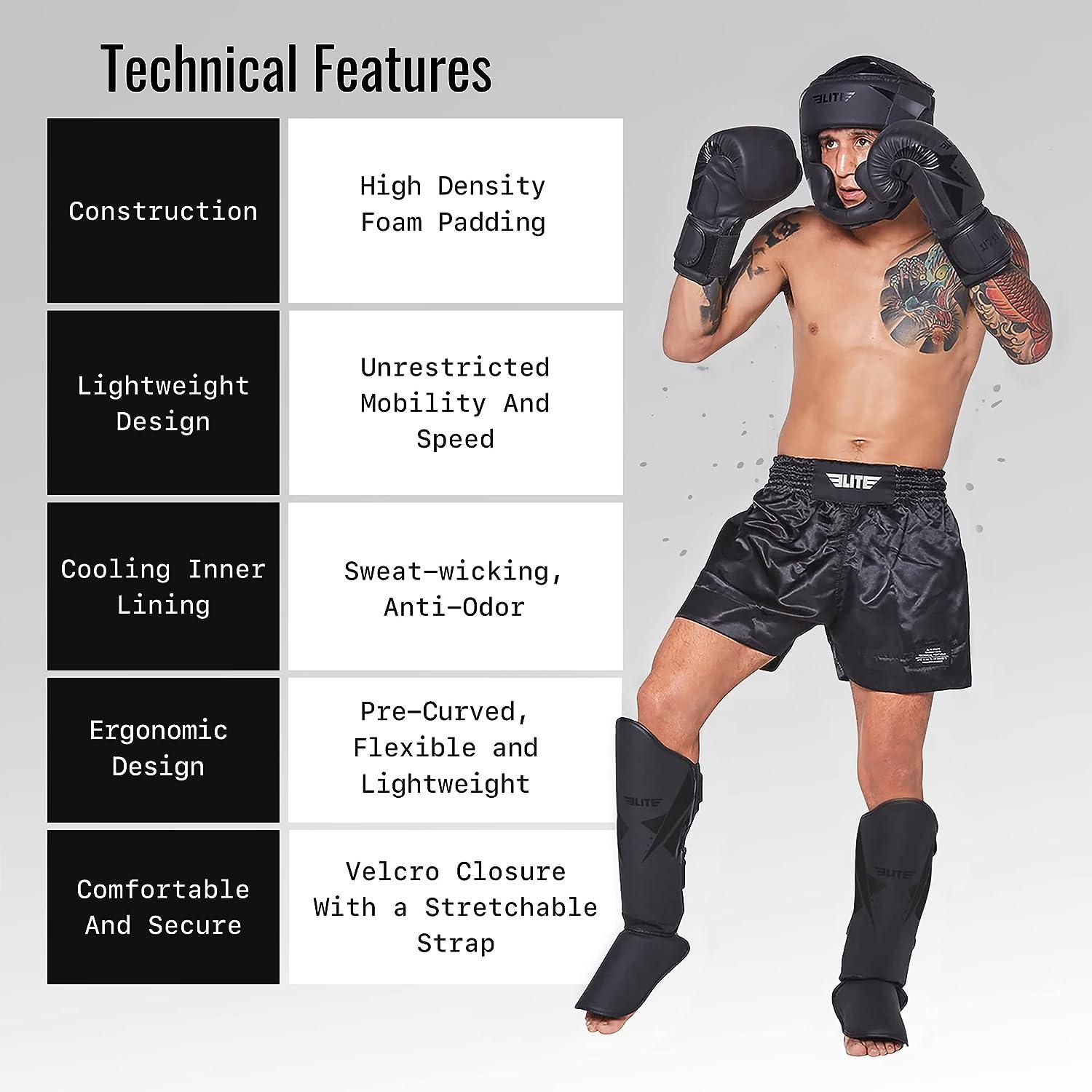 Elite Sports Muay Thai Shin Guards Kickboxing MMA Muay Thai Protective ...