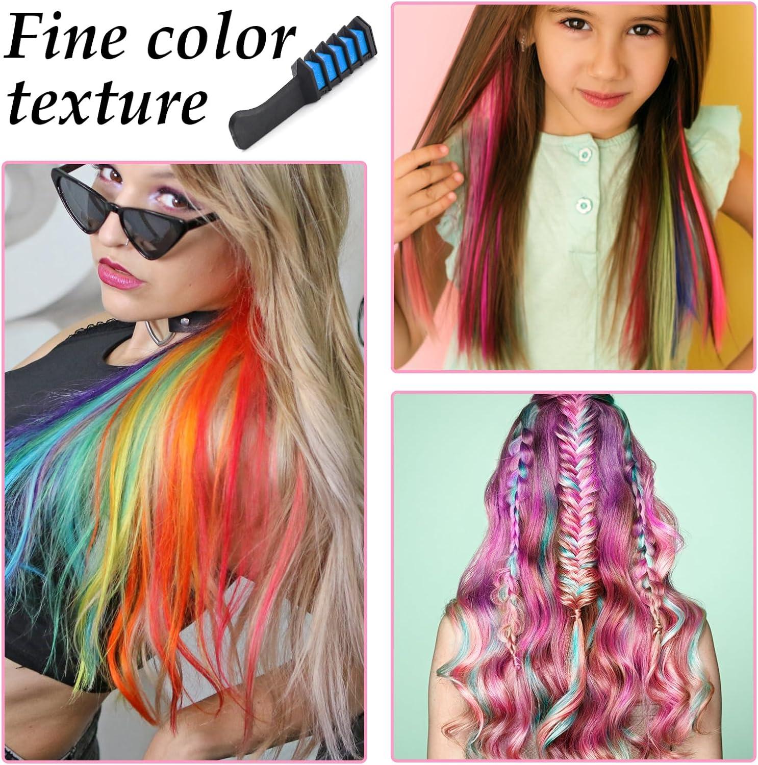 10 Colors Temporary Hair Chalk for Kids - Washable Hair Chalk Comb Dye ...
