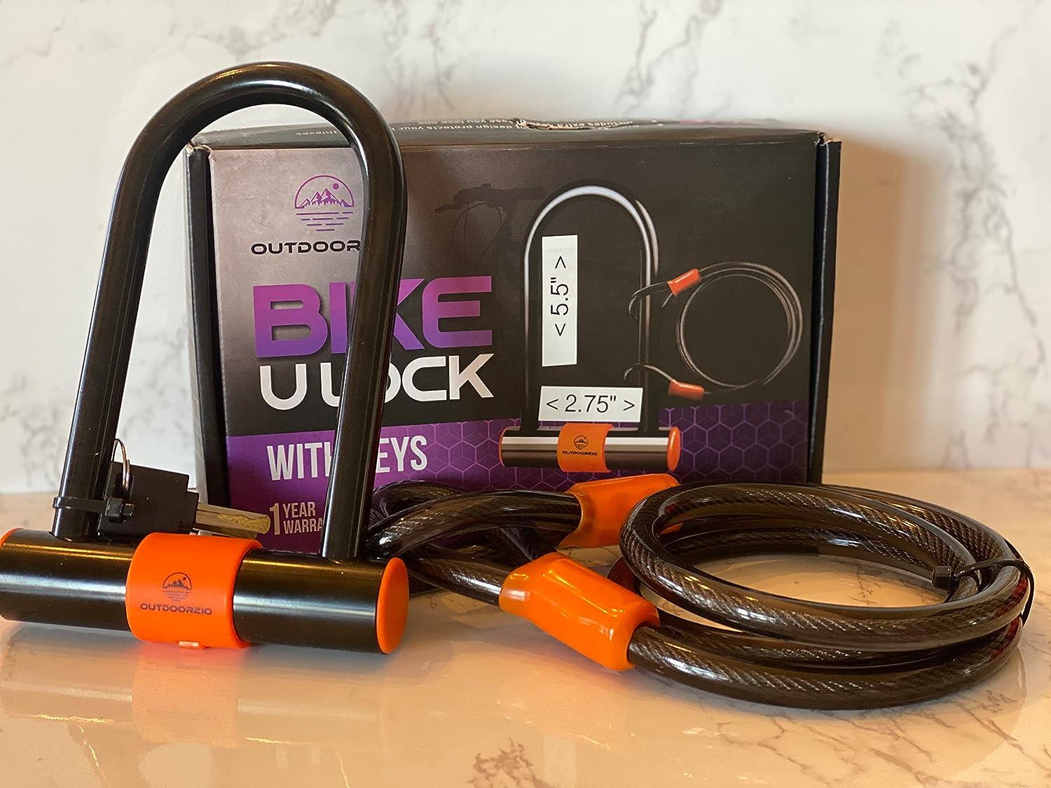 Heavy Duty Bike U Lock with Cable - Anti Theft Bicycle Lock Holder ...