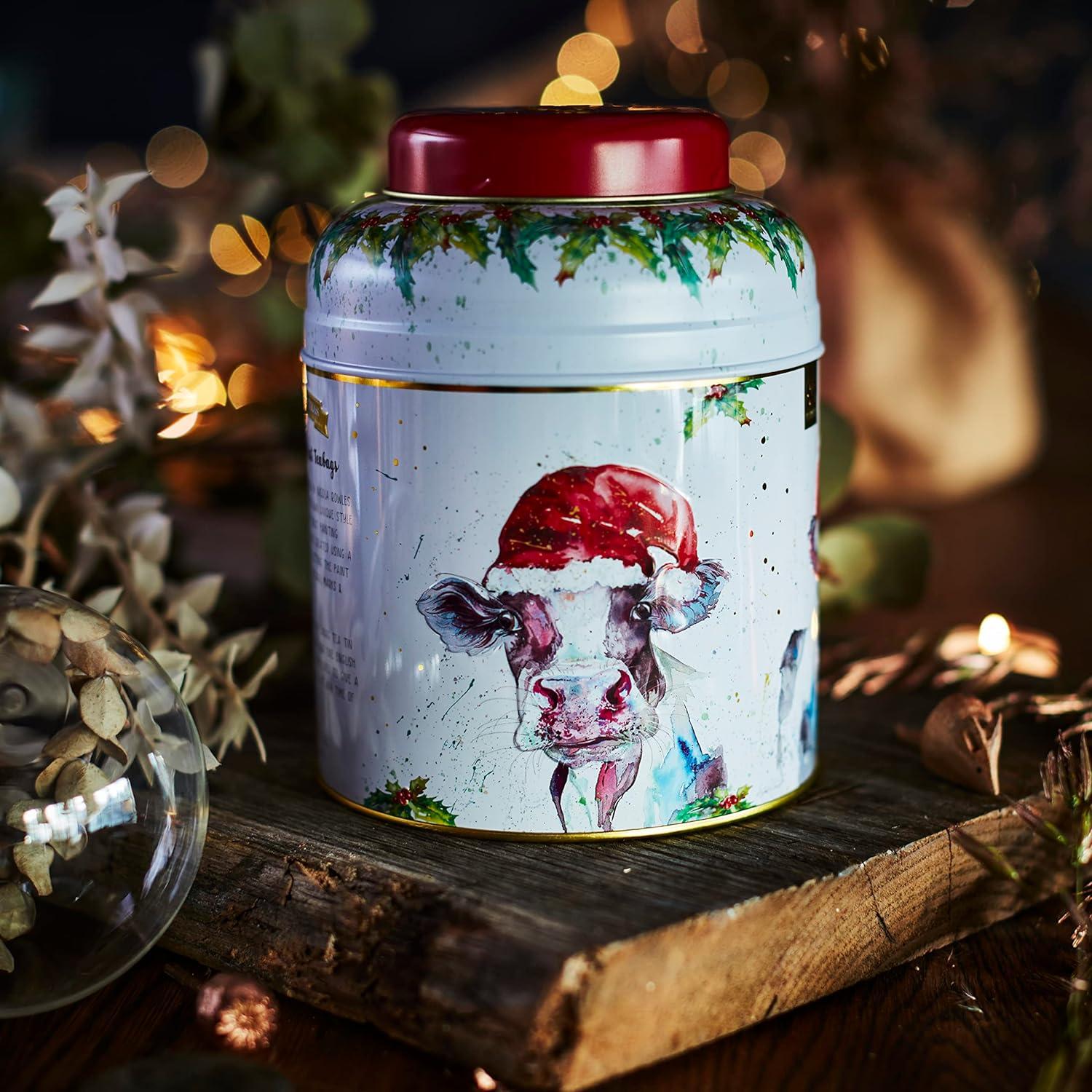 New English Teas Christmas Cow Tea Caddy with 80 English Breakfast ...