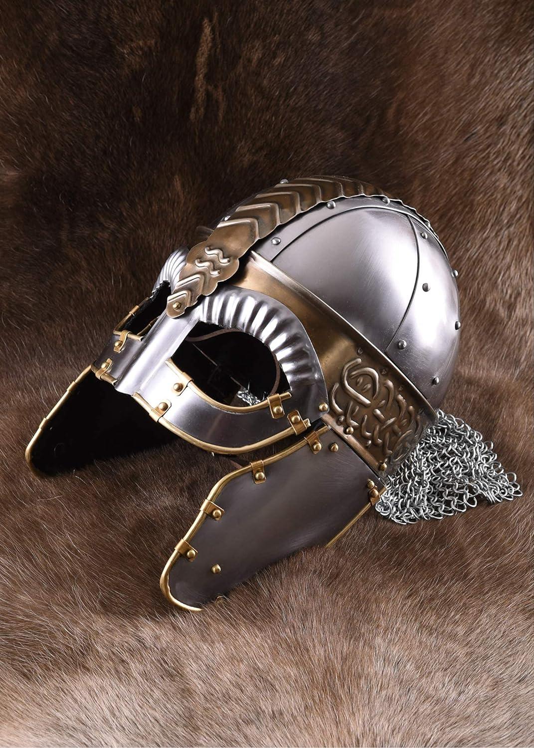 Battle Merchant Beowulf Viking Helmet - Steel Adult Helmet with Cheek ...