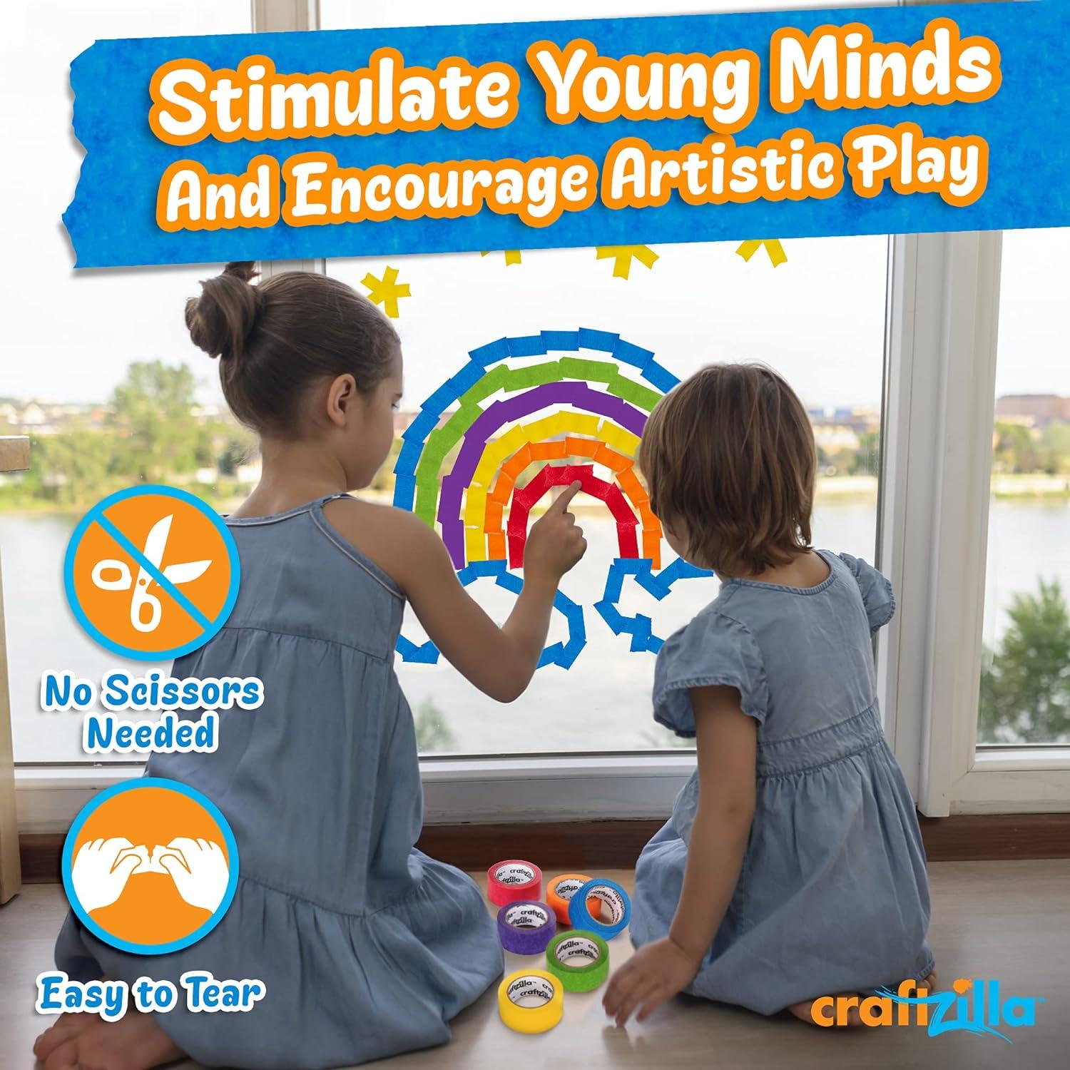 Craftzilla Colored Masking Tape 6-Roll Multi Pack - Vibrant Rainbow Craft Tape for Arts & Crafts ...