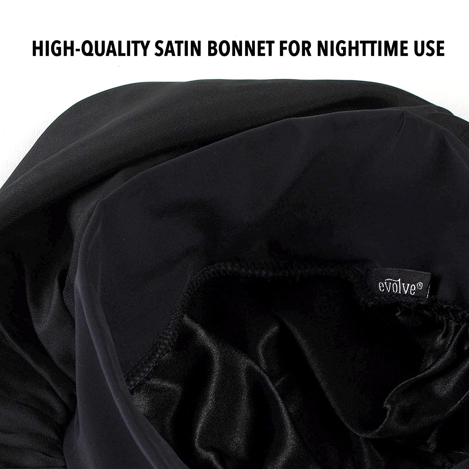 Evolve Satin Wide Edge Bonnet in Black - Ultimate Hair Protection | Buy ...