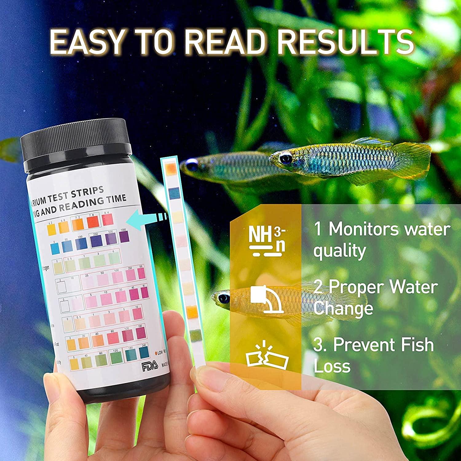 Hygger 8-in-1 Aquarium Test Strips for Freshwater & Saltwater - 50 ...