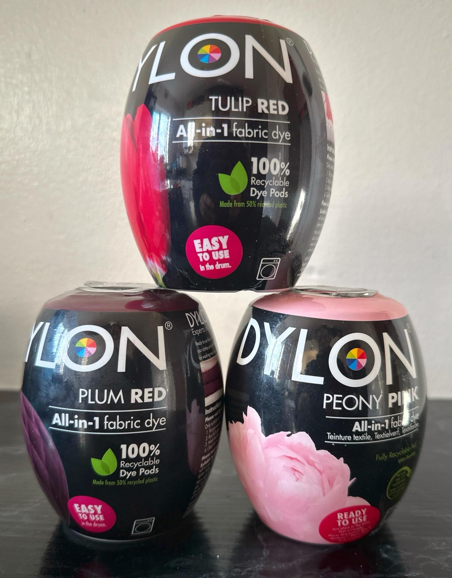 Dylon Machine Dye Pod 350g Box of 3 Tulip Red/Plum Red/Peony Pink by ...