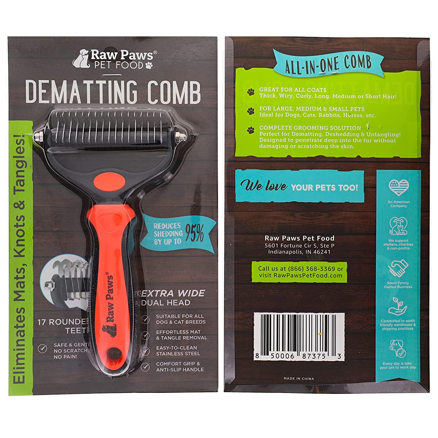 Raw Paws 2-Side Undercoat Rake for Dogs & Cats - Dematting & Shedding ...