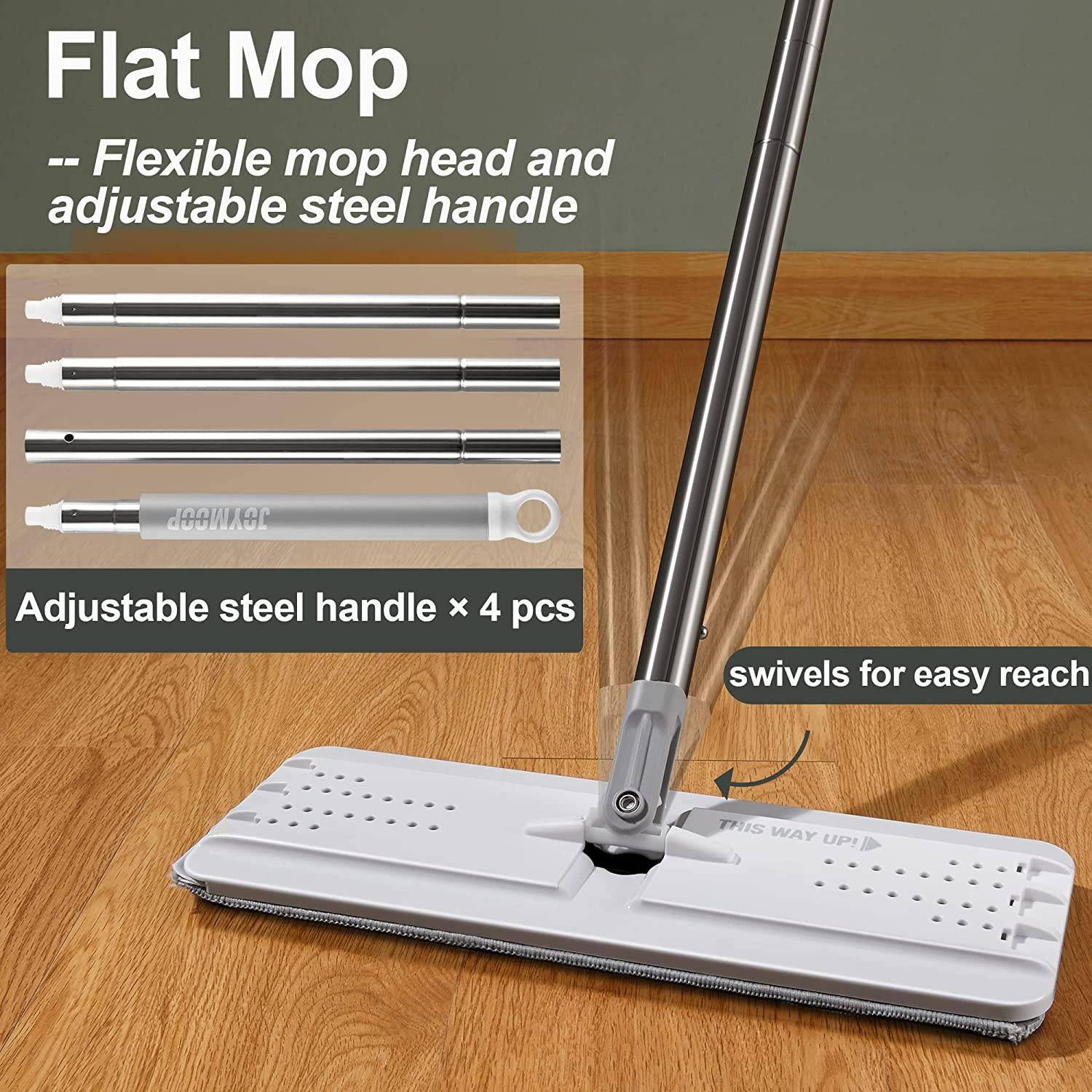 JOYMOOP Mop and Bucket Set with 3 Microfiber Mops | Flat Floor Mop for ...