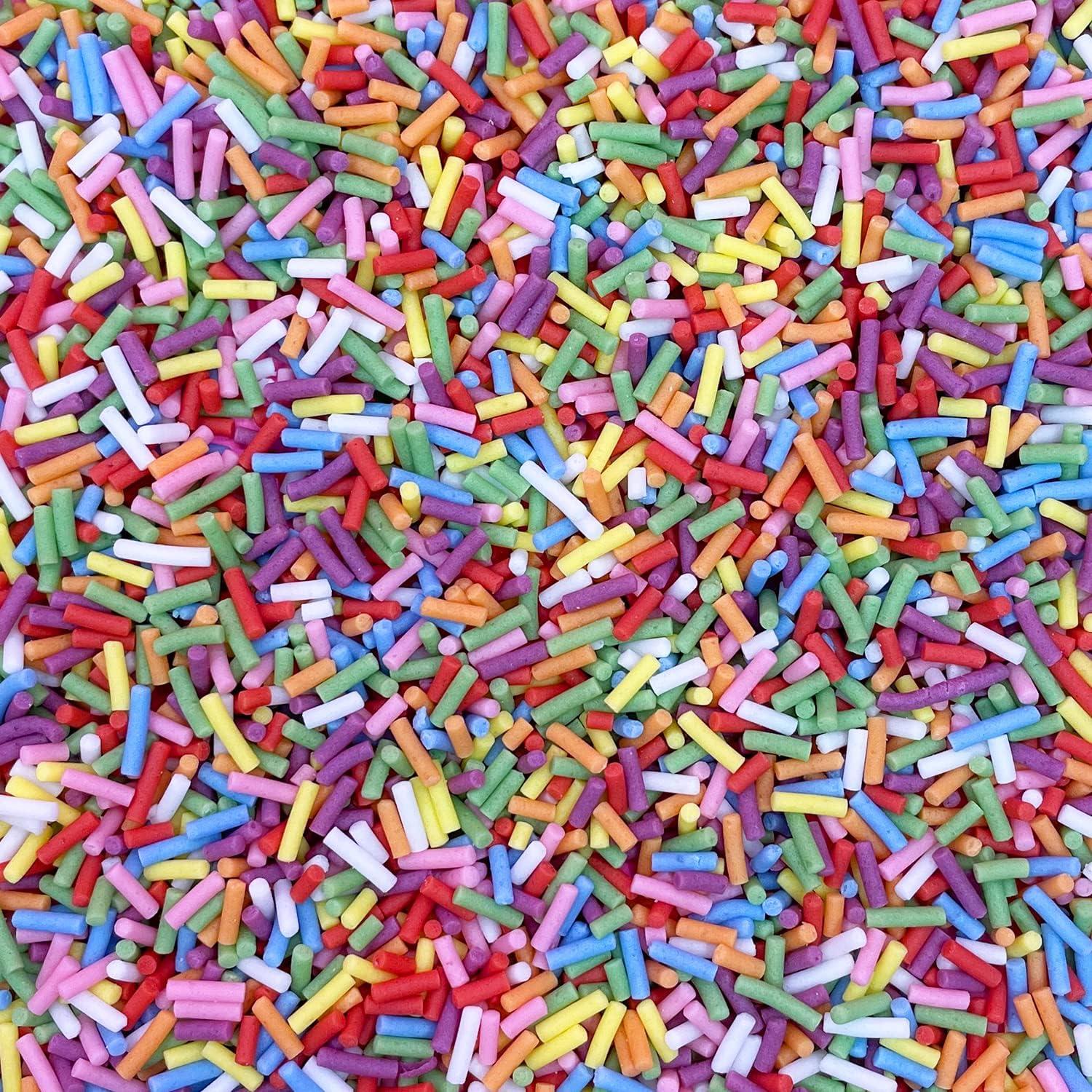 Premium Rainbow Sugar Strands 500g - Edible Multicolored Sprinkles for ...