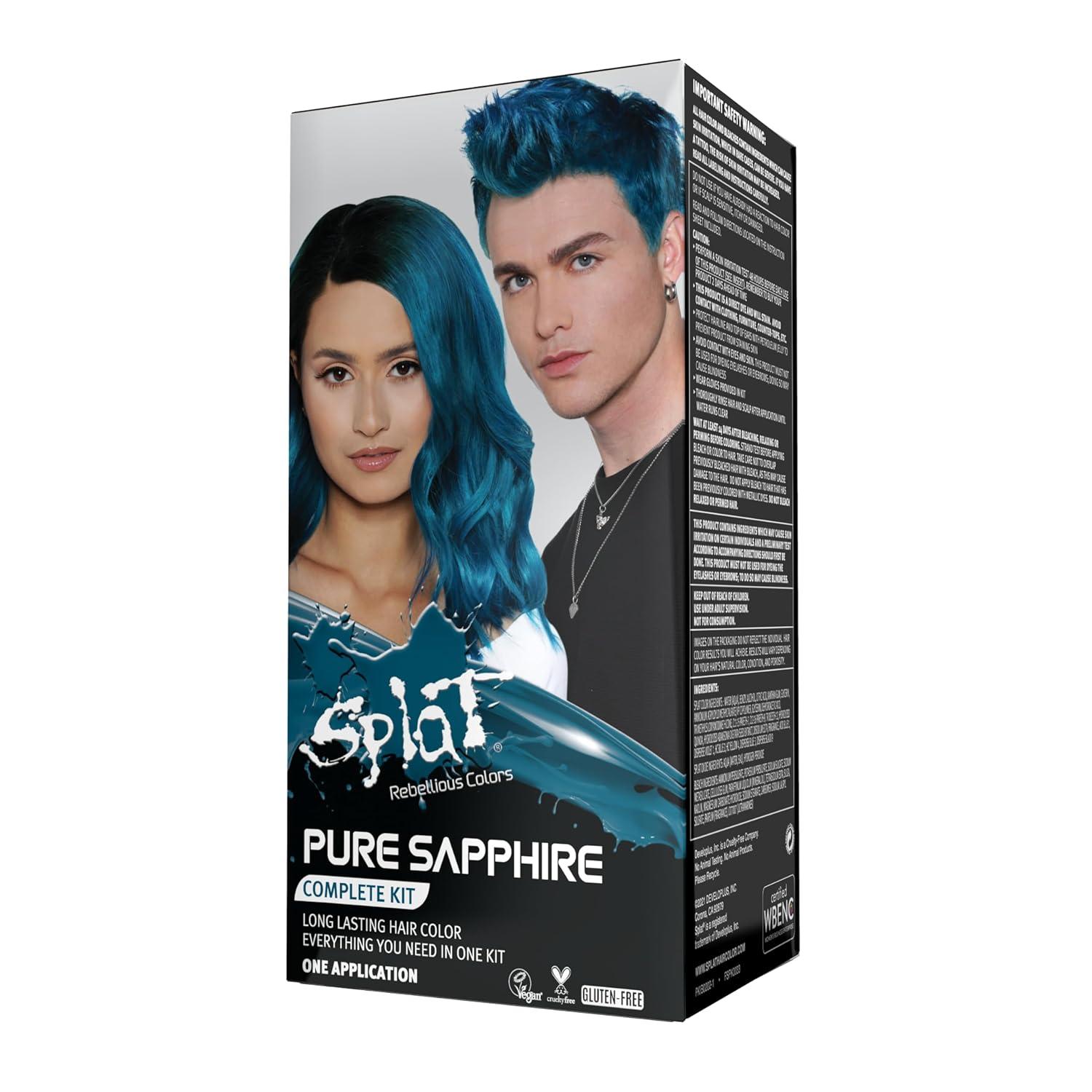 Splat Pure Sapphire Original Complete Kit - Vibrant Hair Color for All ...