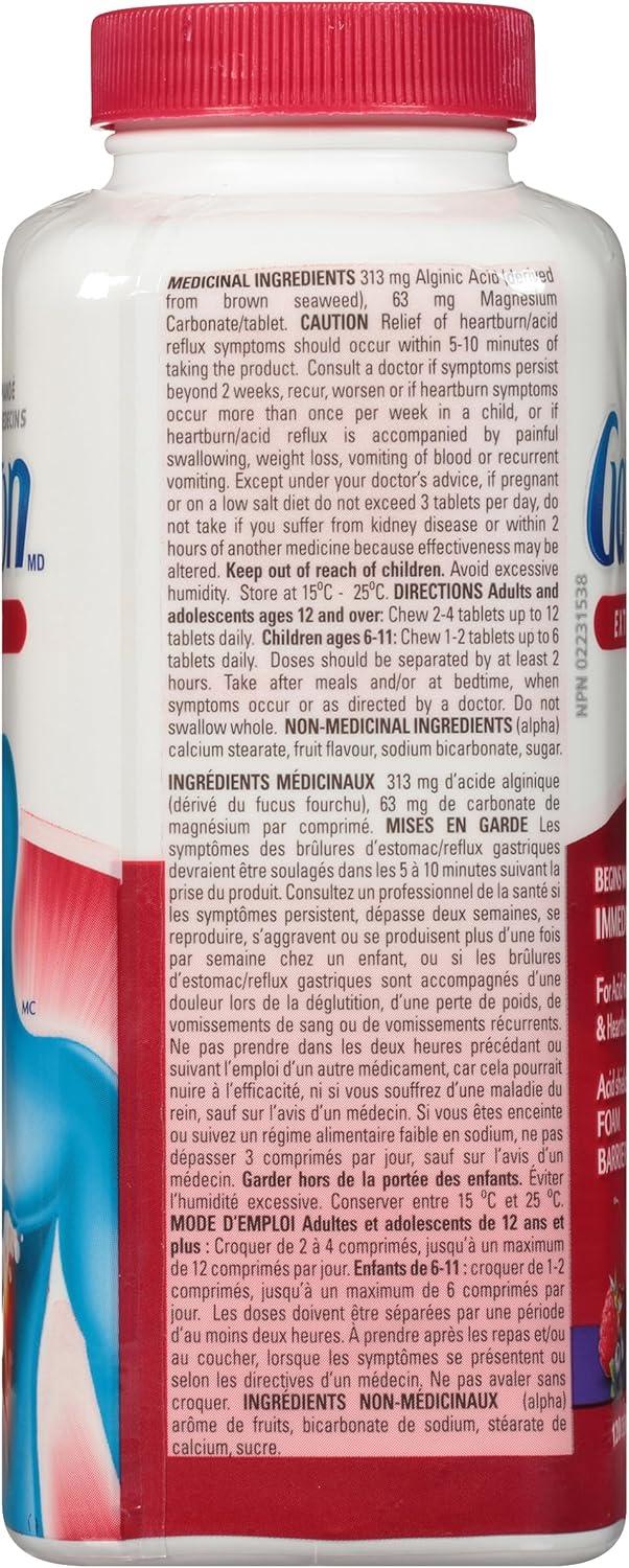 Gaviscon Extra Strength Tablets - 120 Count - Chewable Foaming Antacid ...