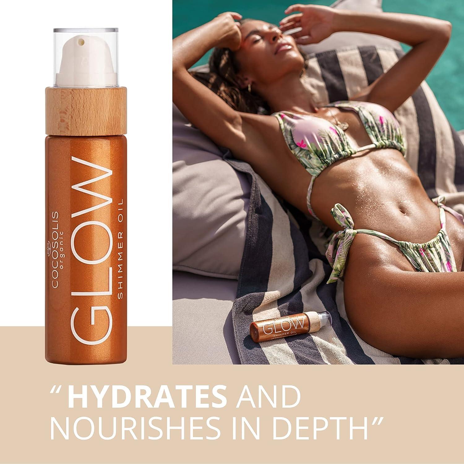 COCOSOLIS GLOW Shimmer Oil 110ml | Natural Illuminizing Dry Oil | Enhances Golden Tan & Glows ...