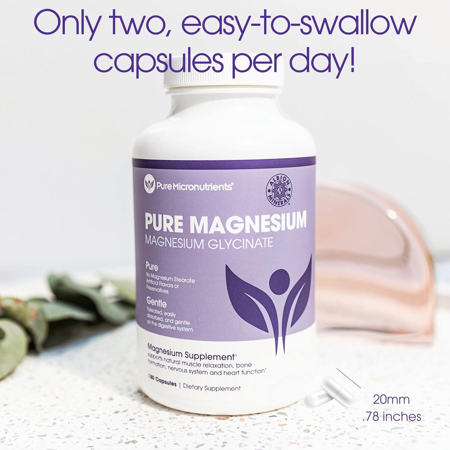 Pure Micronutrients Magnesium Glycinate 200mg Supplement - 180 Count ...