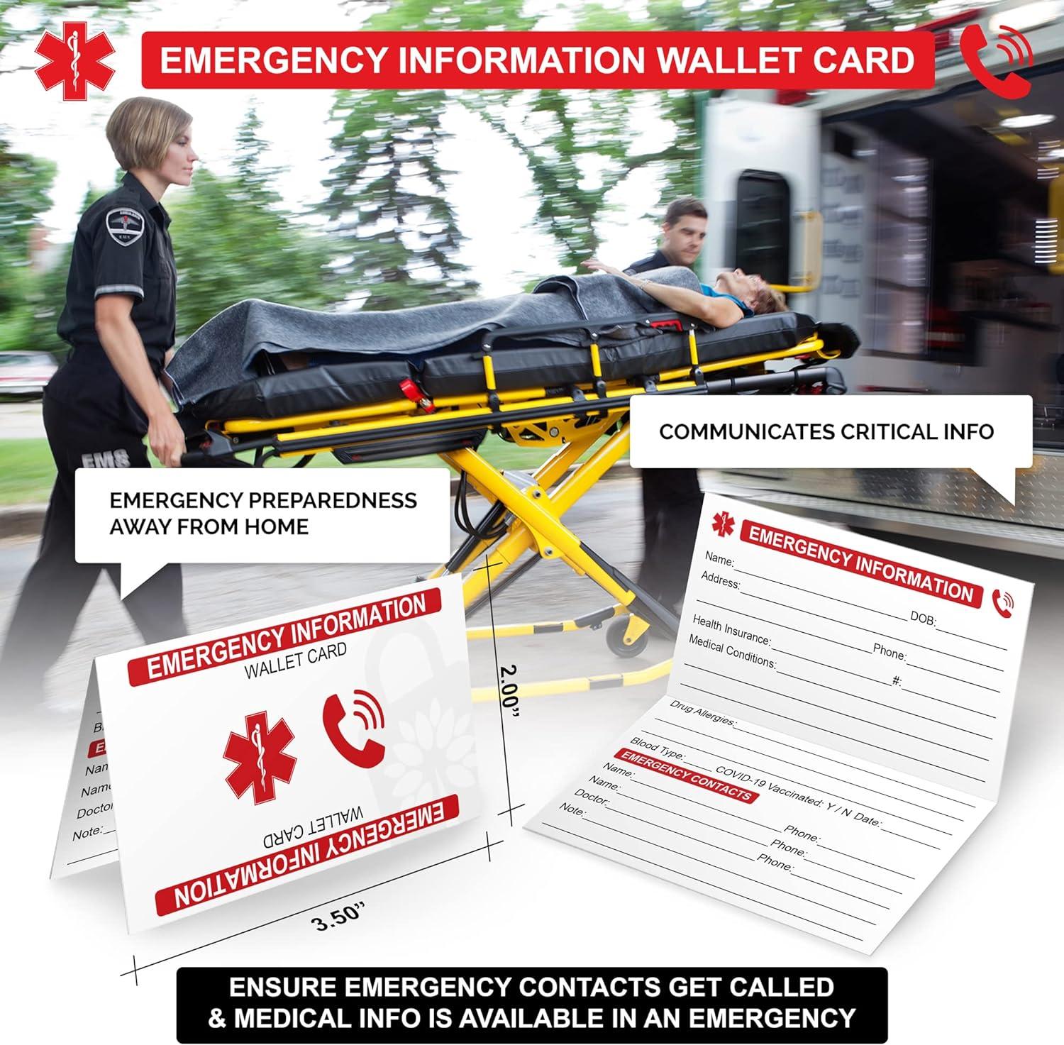 Emergency Information Wallet Cards (5 Pack) - Bi-Folding High Gloss ...