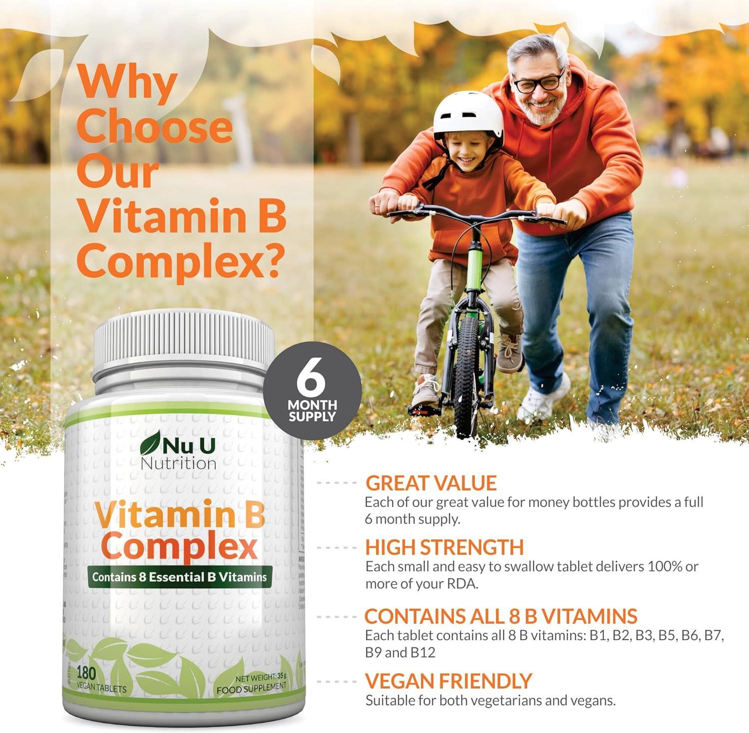 High Strength Vitamin B Complex - 180 Vegan Tablets - 6 Month Supply ...