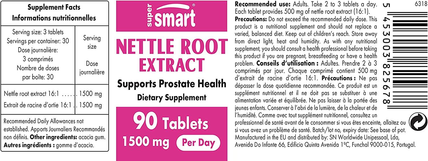Supersmart Nettle Root Extract 1500mg - Healthy Urinary Tract ...