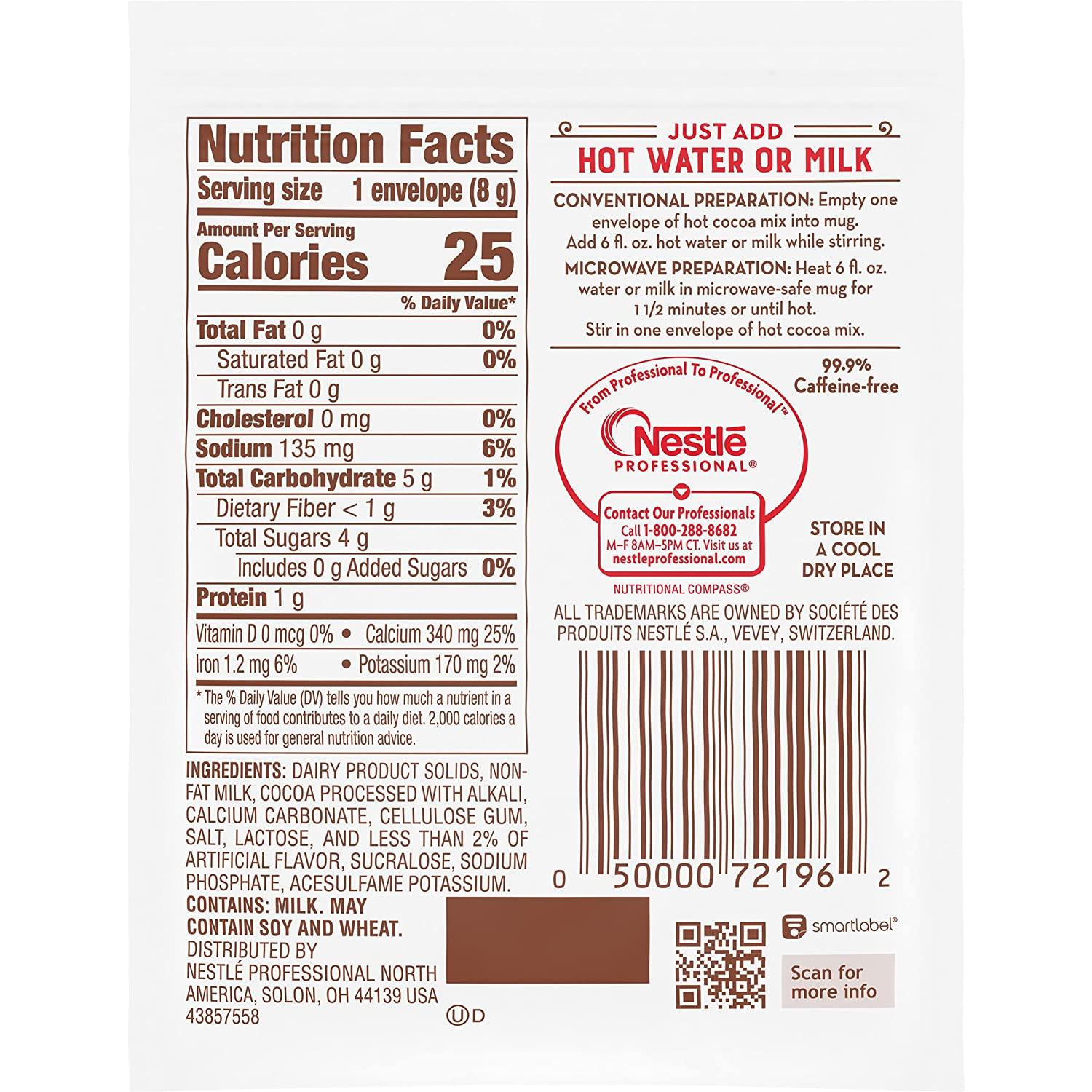 Nestle Hot Chocolate Packets - No Sugar Added, Fat Free Hot Cocoa Mix ...