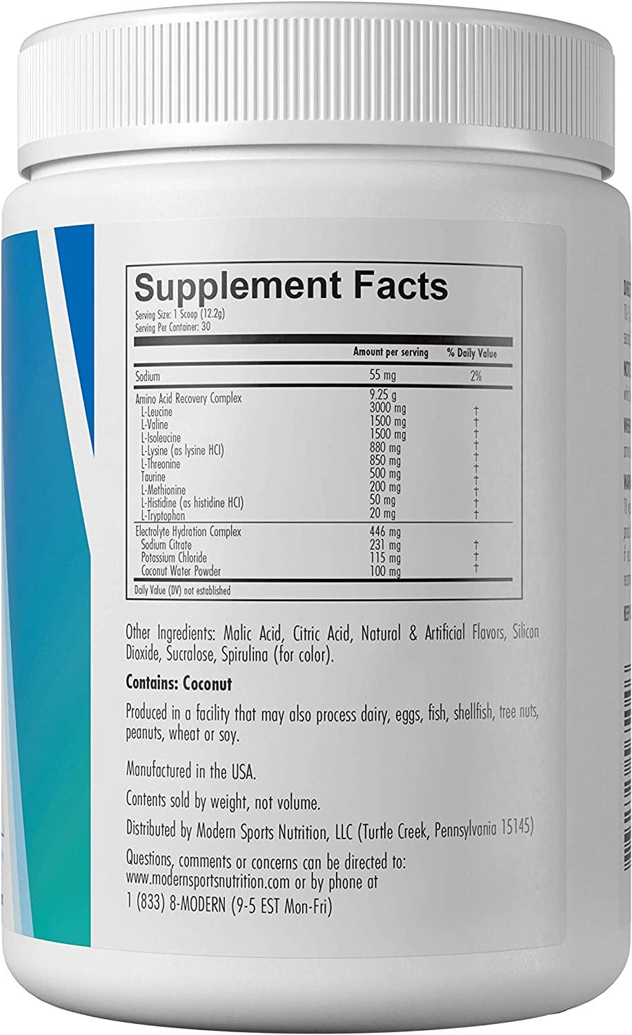 Modern's EAA+ Essential Amino Acid Powder Blue Raspberry - Post Workout ...