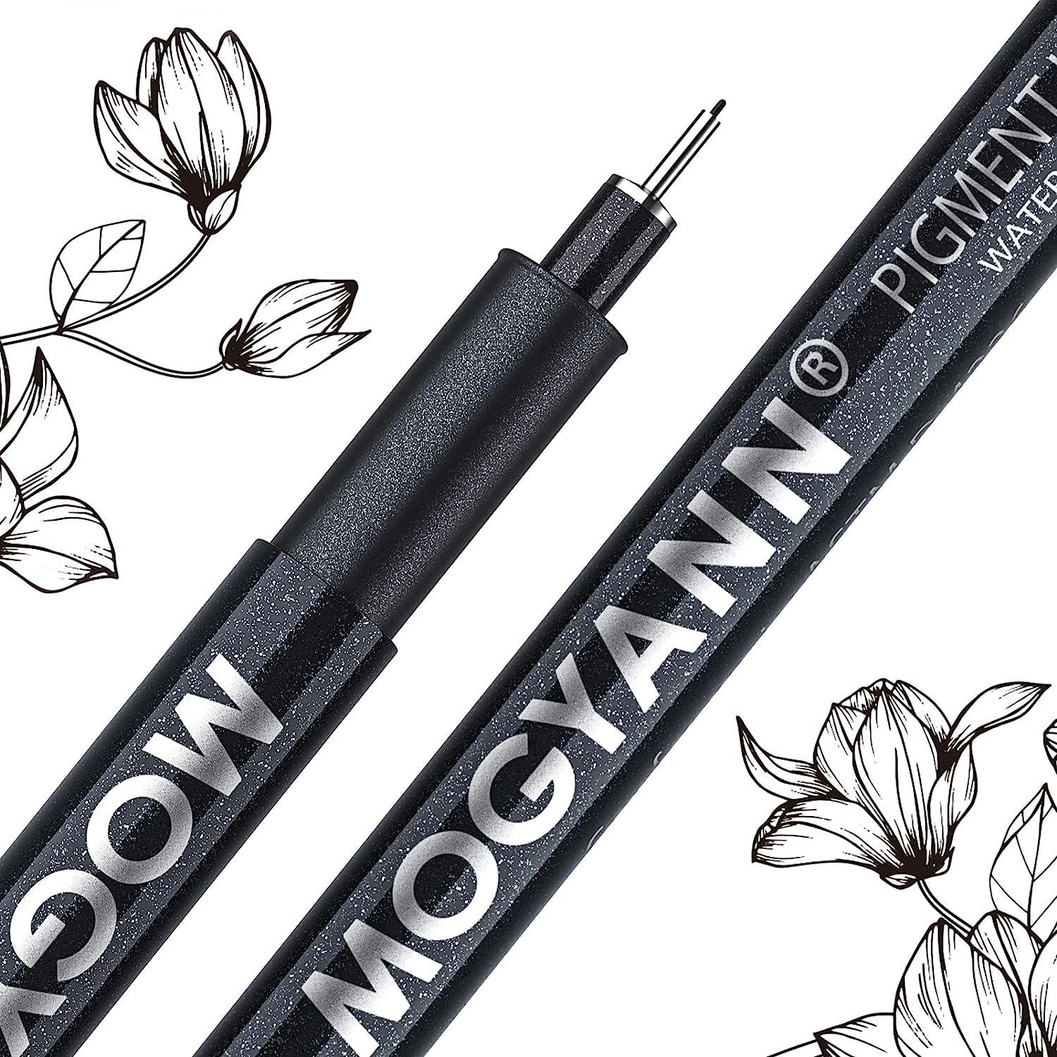 Mogyann Black Drawing Pens - 12 Waterproof Ink Pens for Artists ...