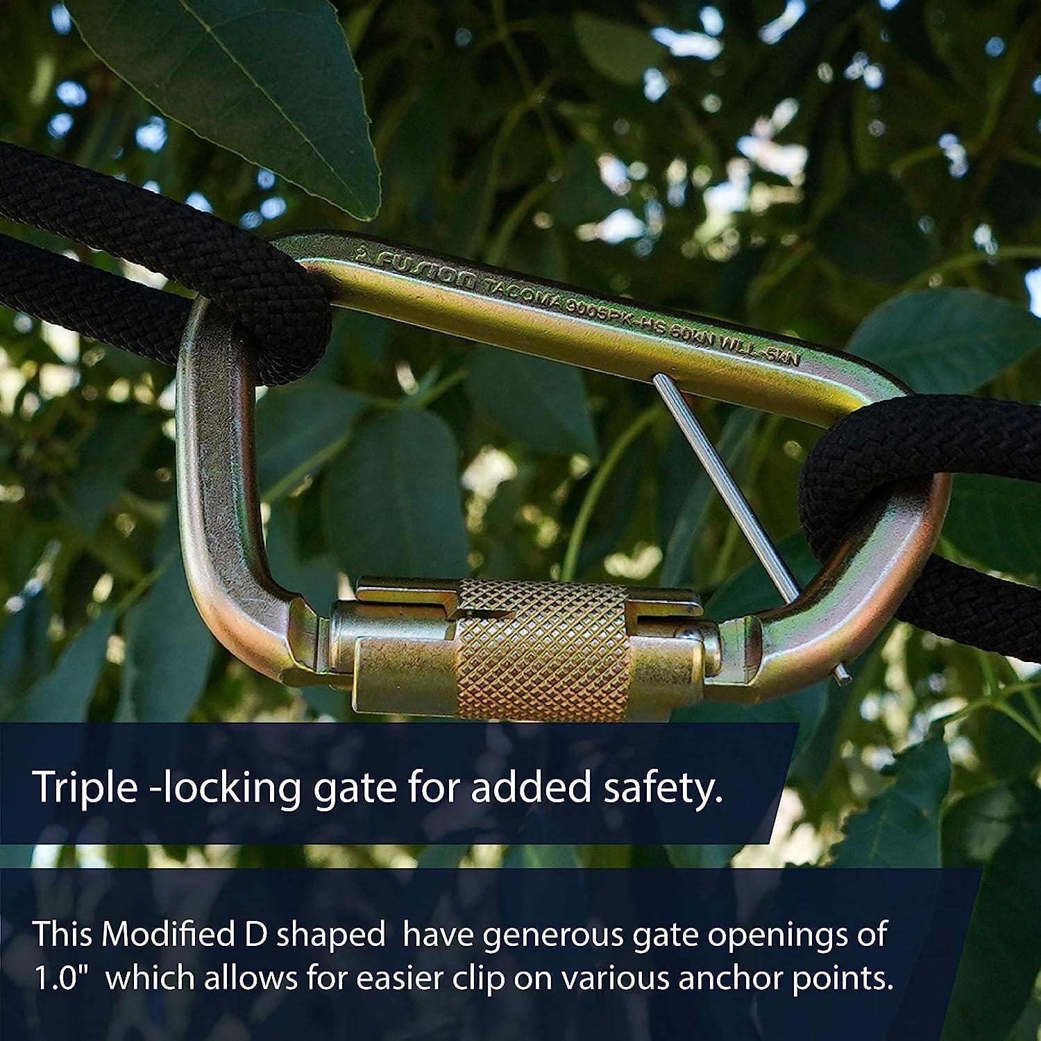 Fusion Tacoma D-Shaped Triple Lock Alloy Steel Carabiner - Gold | Heavy ...