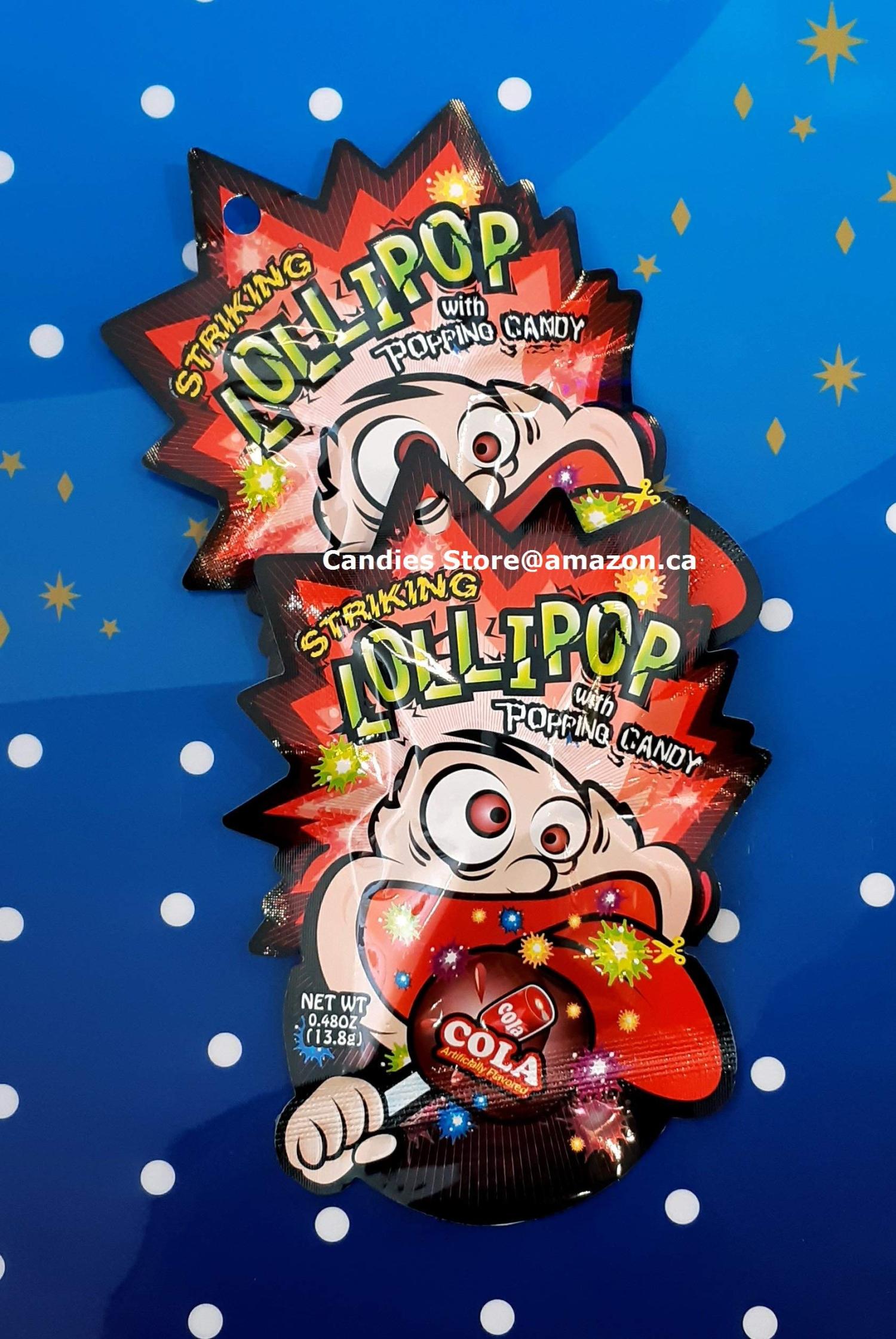 STRIKING Cola Popping Candy Lollipop (2 Packs)
