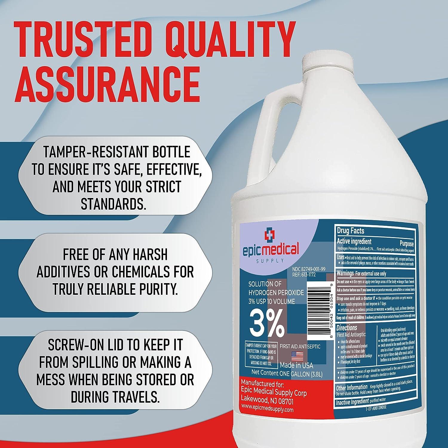 Epic Medical Supply Hydrogen Peroxide Gallon 3% USP - First Aid ...